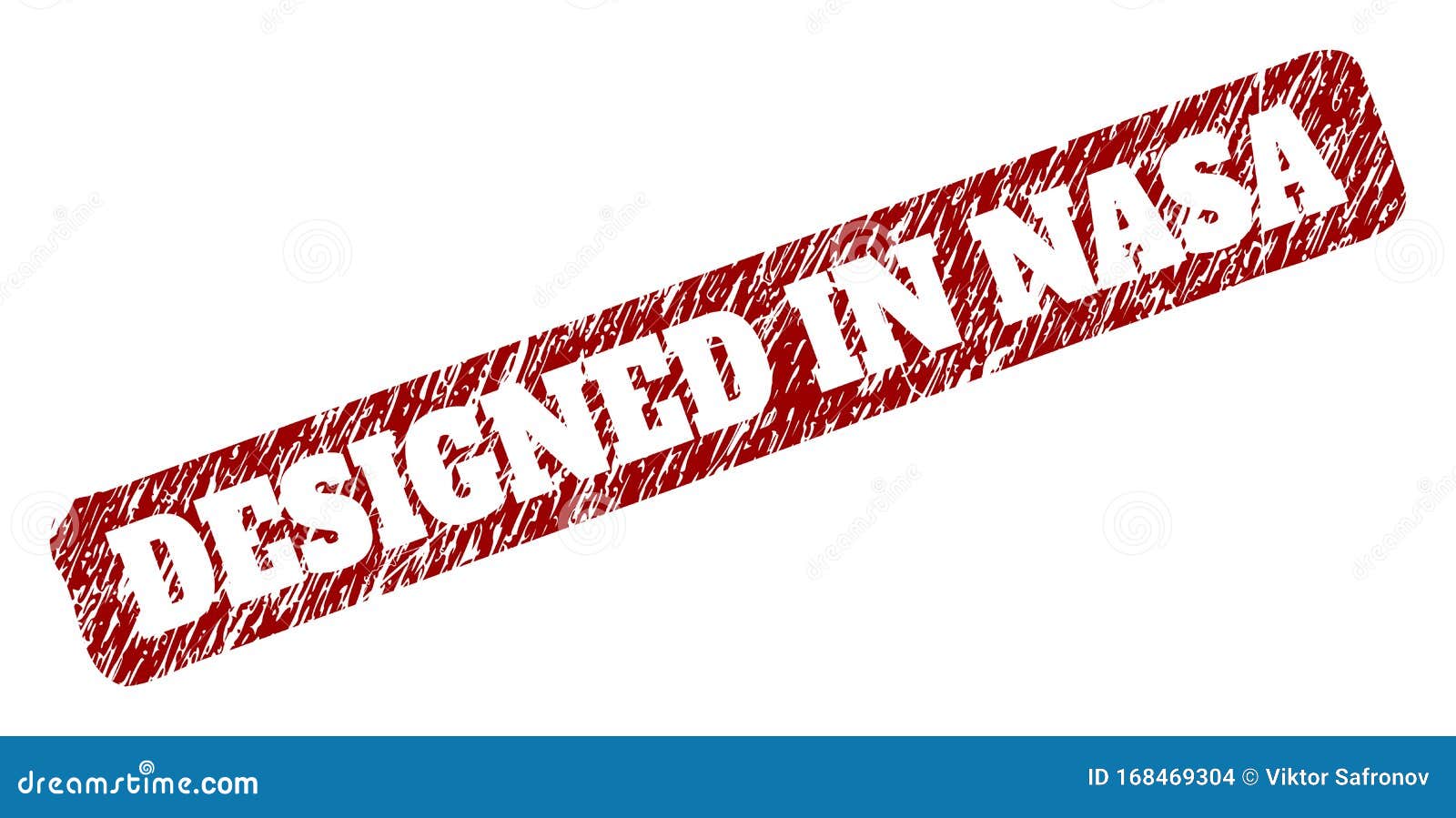 DESIGNED in NASA Red Rounded Rough Rectangular Stamp with Corroded ...
