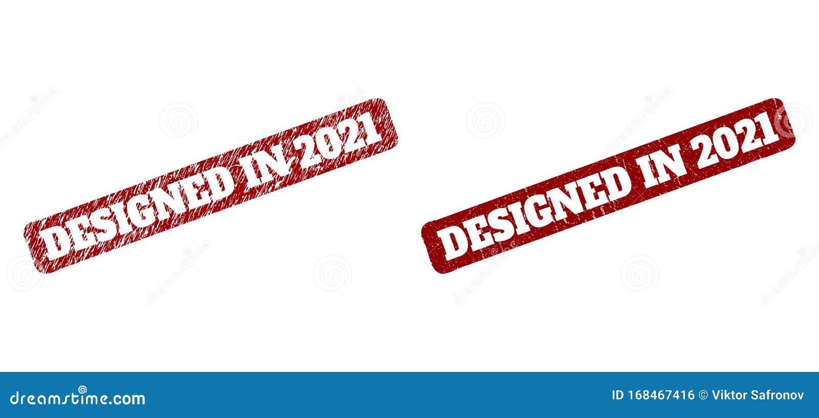 DESIGNED in 2021 Red Rounded Rough Rectangular Stamp Seal with Rubber Surfaces Stock Vector ...