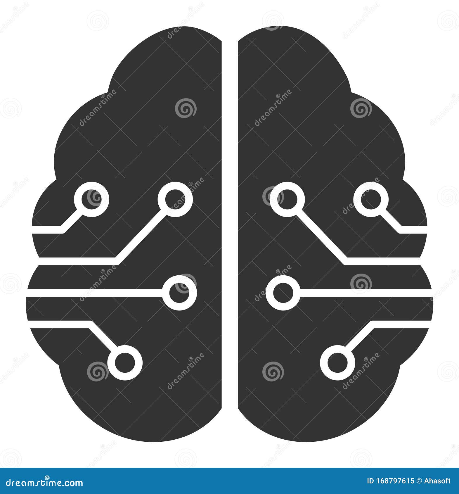 Flat Vector Electronic Brain Icon Stock Illustration - Illustration of ...