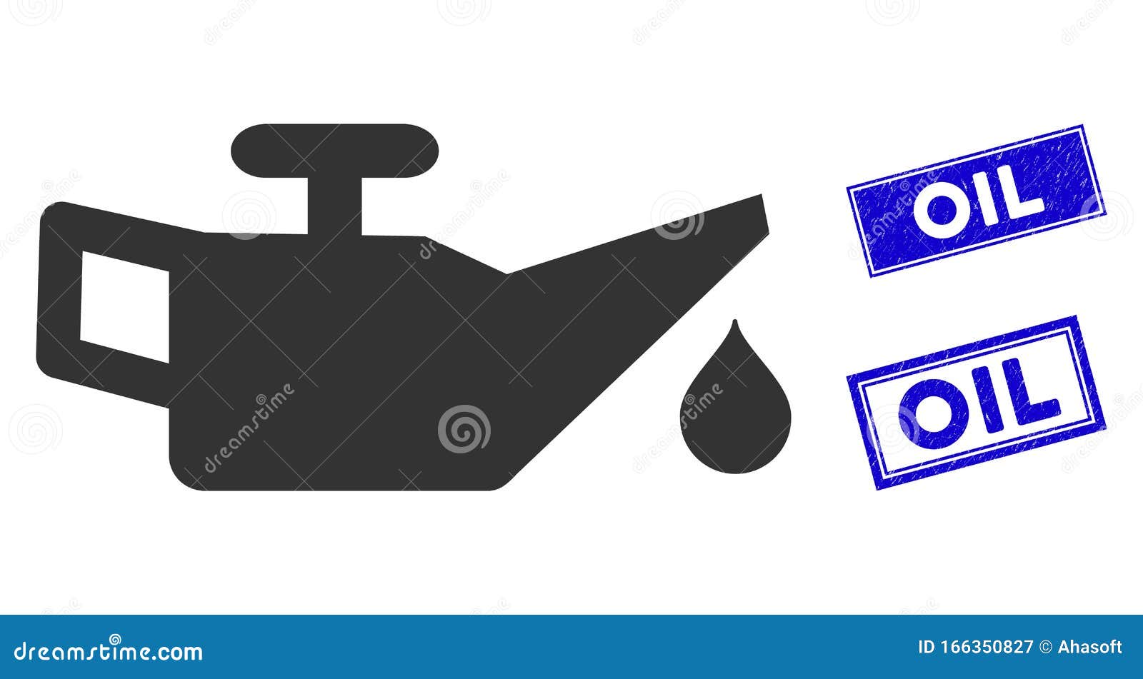 Flat Engine Oil Icon and Grunge Rectangle Oil Stamp Seals Stock Vector ...