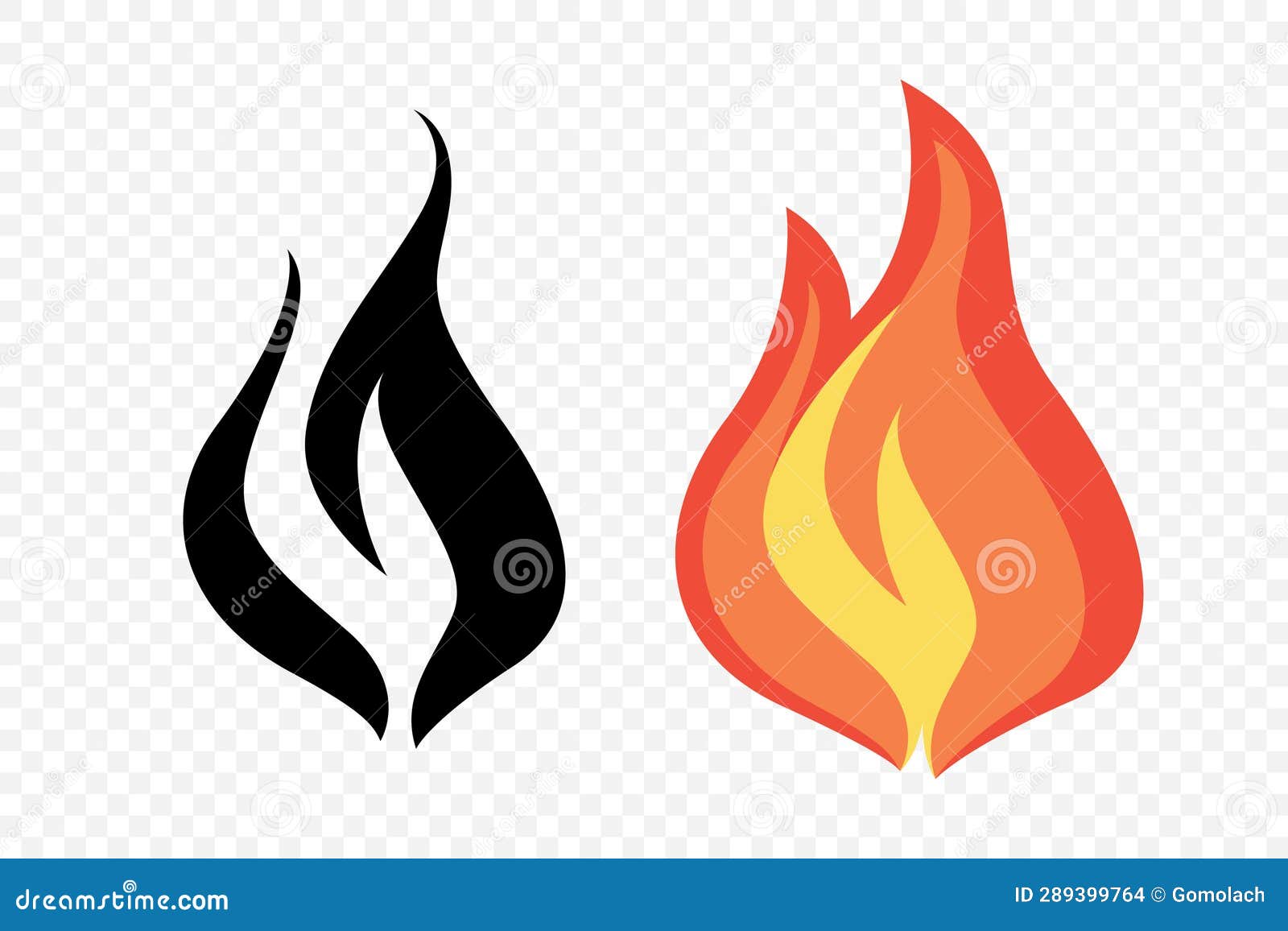 Flat Vector Fire Flame Icon Set. Campfire Shape Sign, Isolated. Bonfire ...