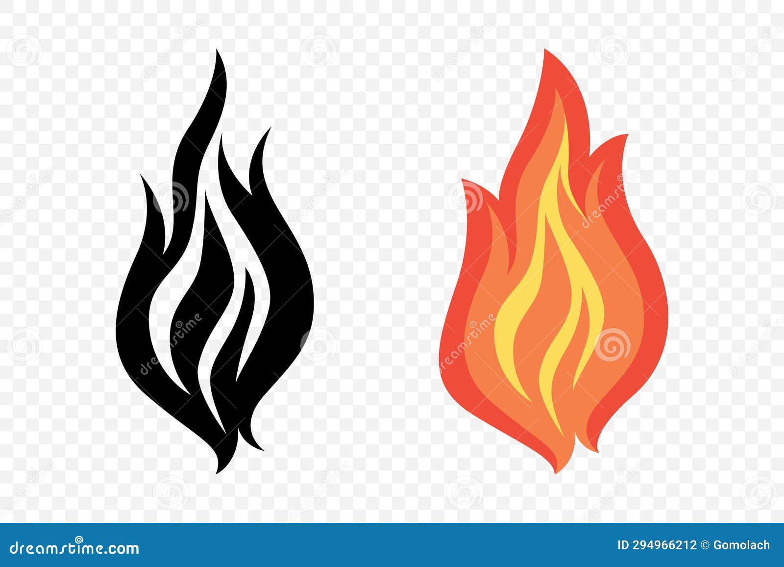 Flat Vector Fire Flame Icon Set. Campfire Shape Sign, Isolated. Bonfire ...