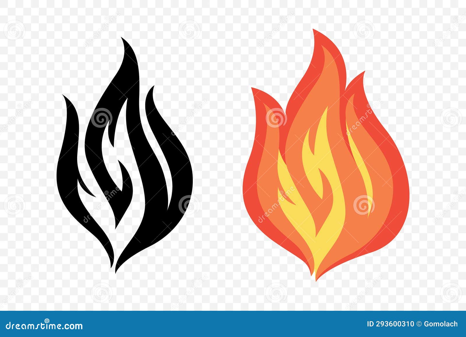 Flat Vector Fire Flame Icon Set. Campfire Shape Sign, Isolated. Bonfire ...