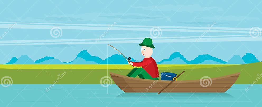 Flat vector fishman stock vector. Illustration of line - 185910732