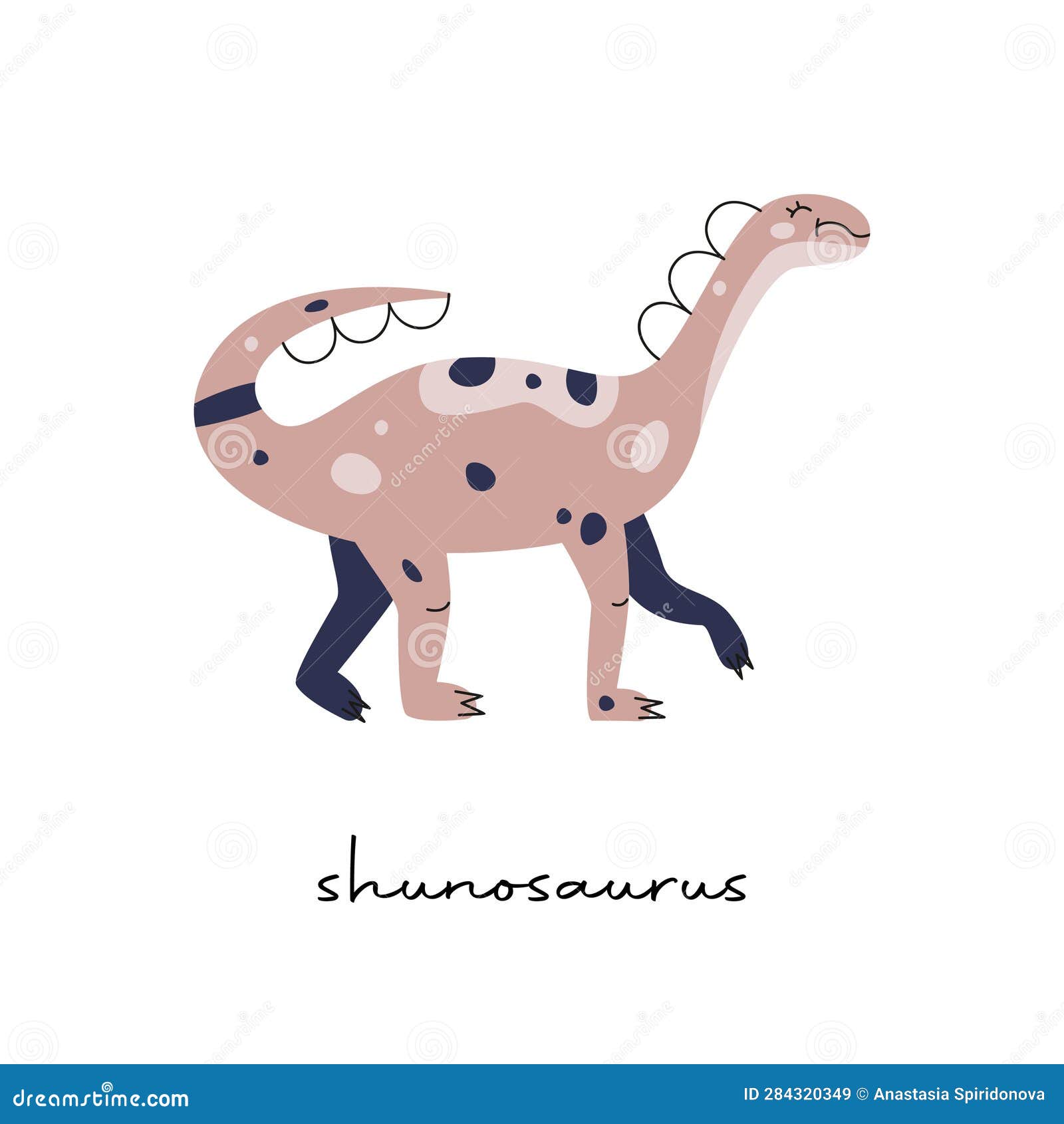 Shunosaurus Dinosaur Cartoon Character Vector Illustration ...