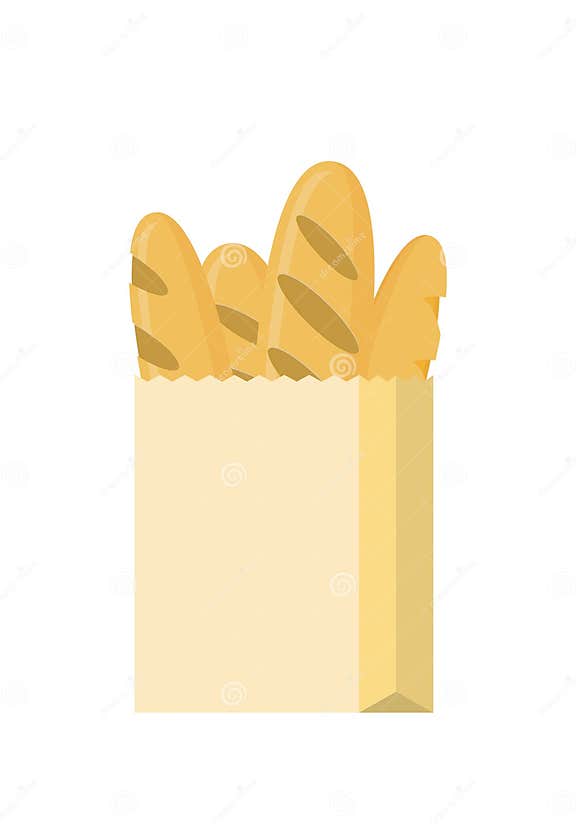 Flat Vector French Bread Icon Stock Vector - Illustration of nutrition ...