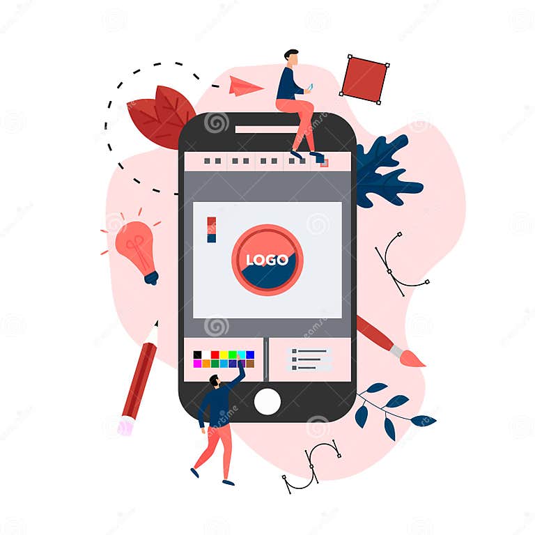 Flat Vector Graphic Design Concept with Computer Designer with an Open ...