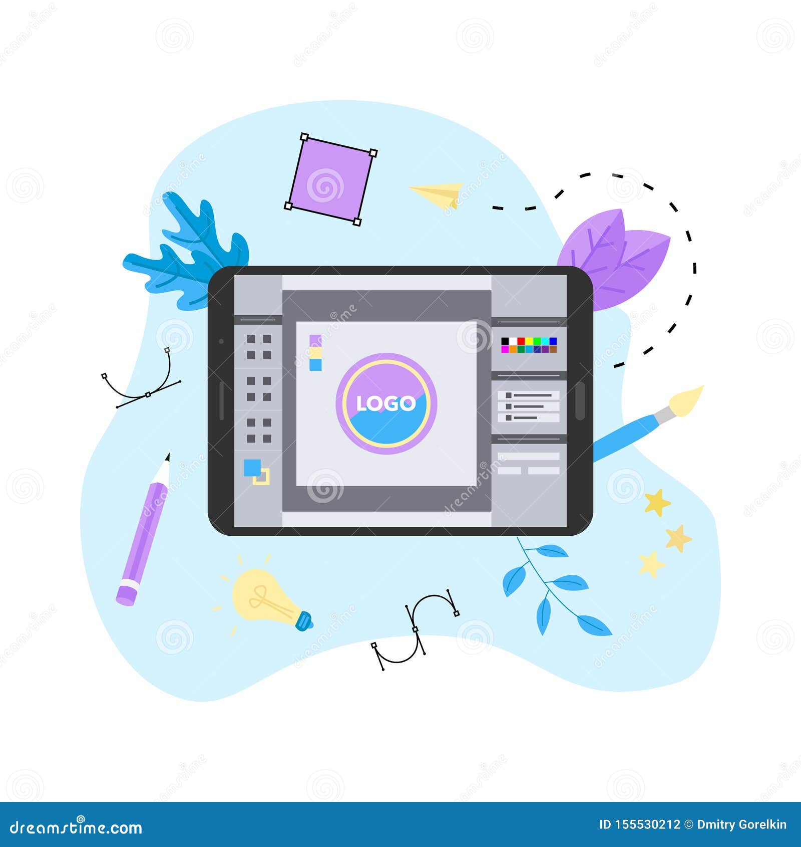 Flat Vector Graphic Design Concept with Designer with an Open Design ...