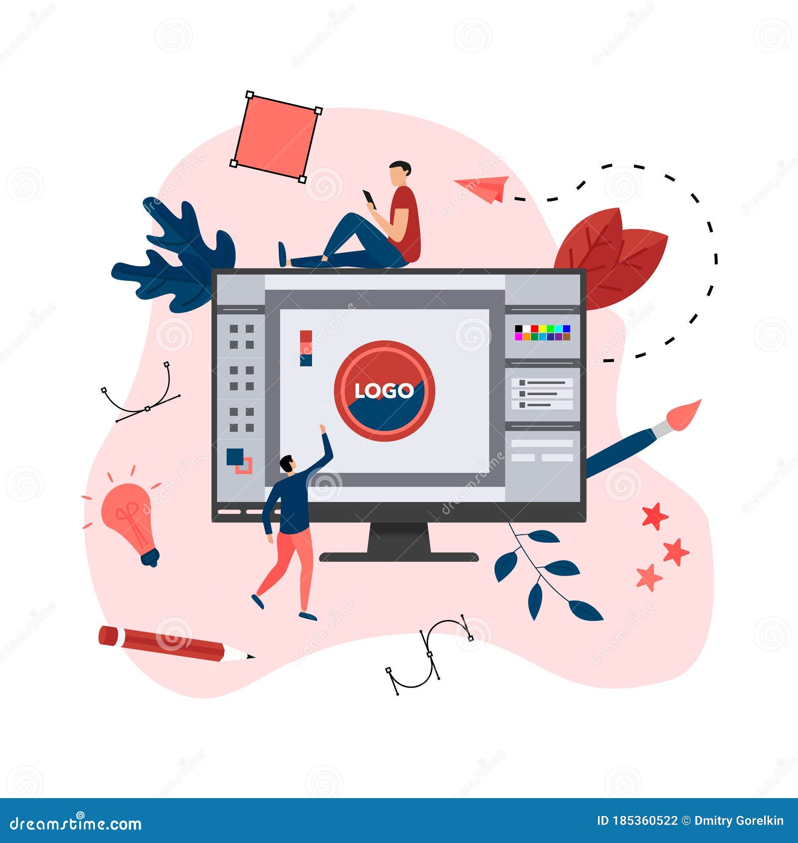 Flat Vector Graphic Design Concept with Designer with an Open Design ...