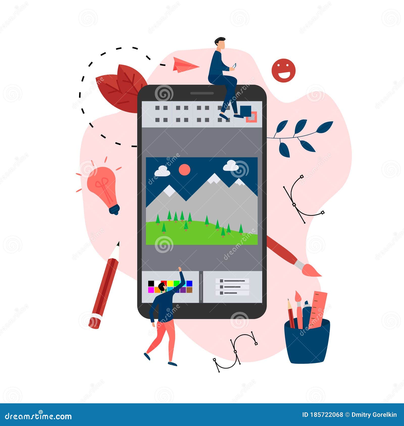 Flat Vector Graphic Drawing Concept with Open Illustration Application ...