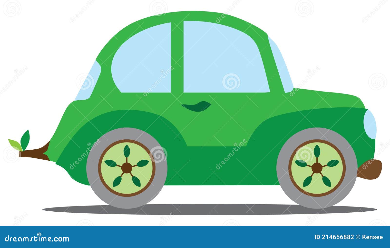 Flat Vector Small Green Cartoon Car Stock Vector - Illustration of ...