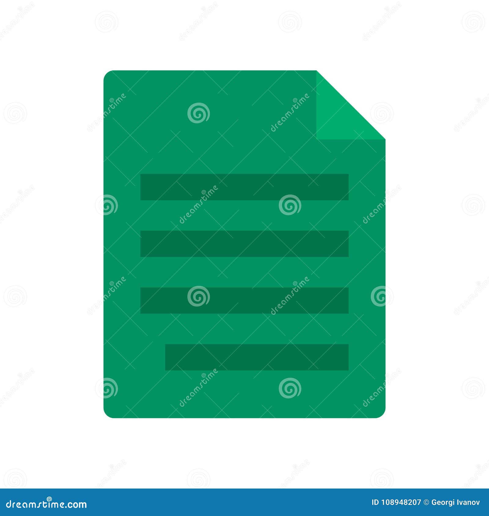 Flat, Vector Green Document Icon Stock Vector - Illustration of text ...