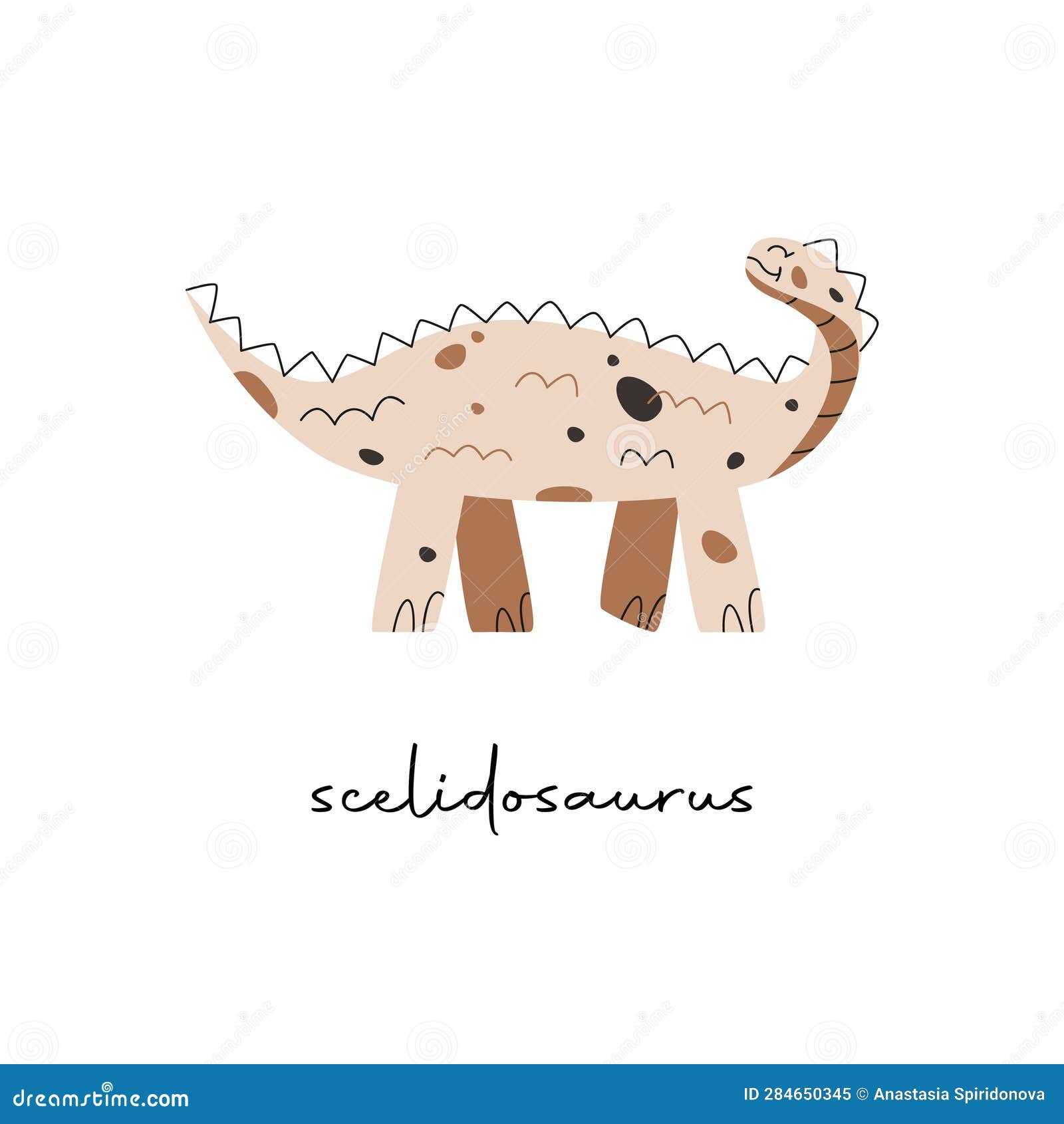 Flat Vector Flat Hand Drawn Vector Illustration of Scelidosaurus Dinosaur Stock Vector ...