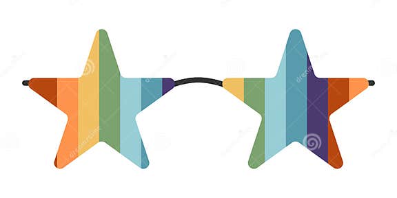 Flat Vector Hippy Boho Round Heart Star Shaped Sunglasses Illustration Hand Drawn Retro