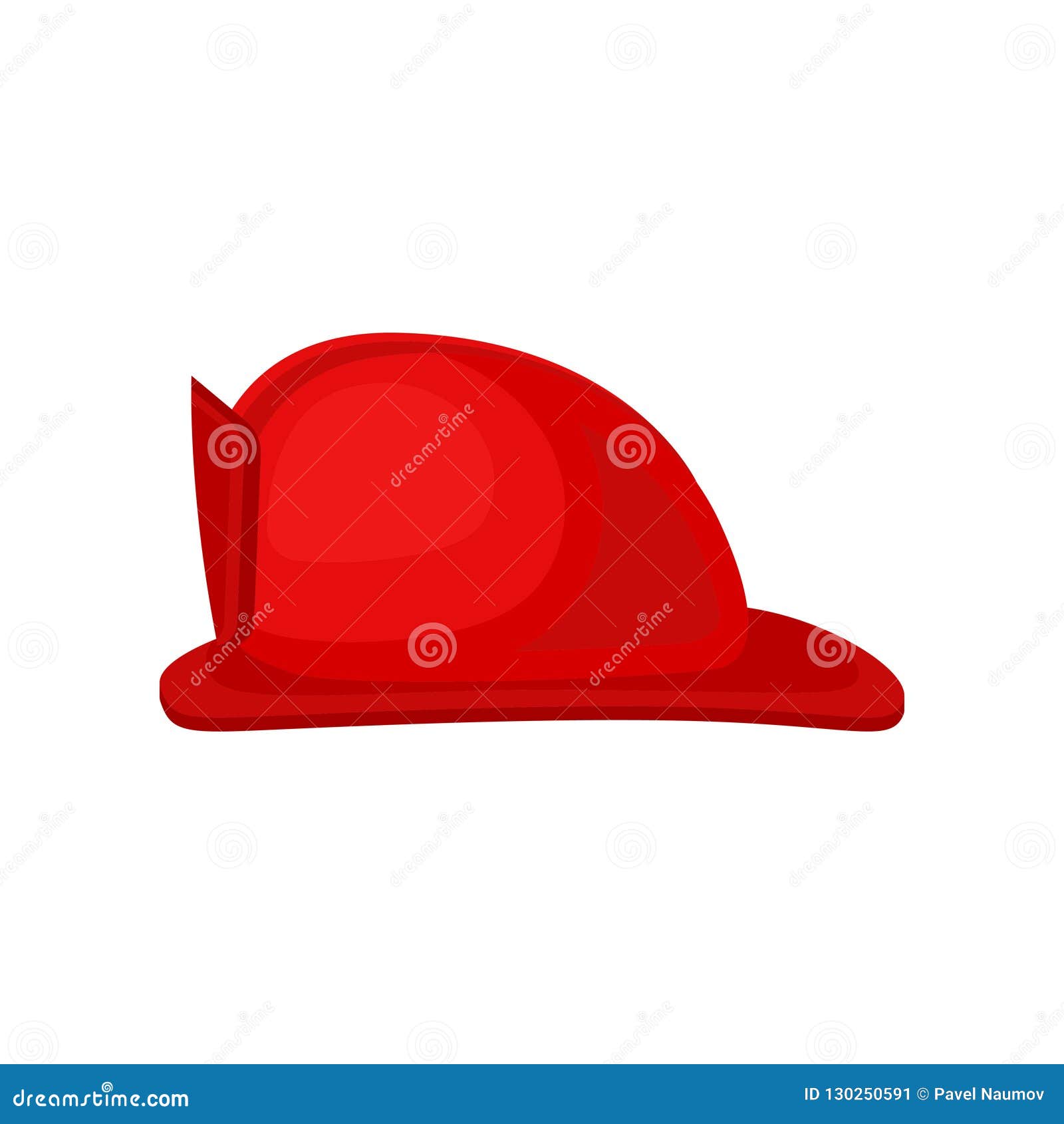 Flat Vector Icon of Bright Red Fire Helmet. Solid Headgear. Personal ...