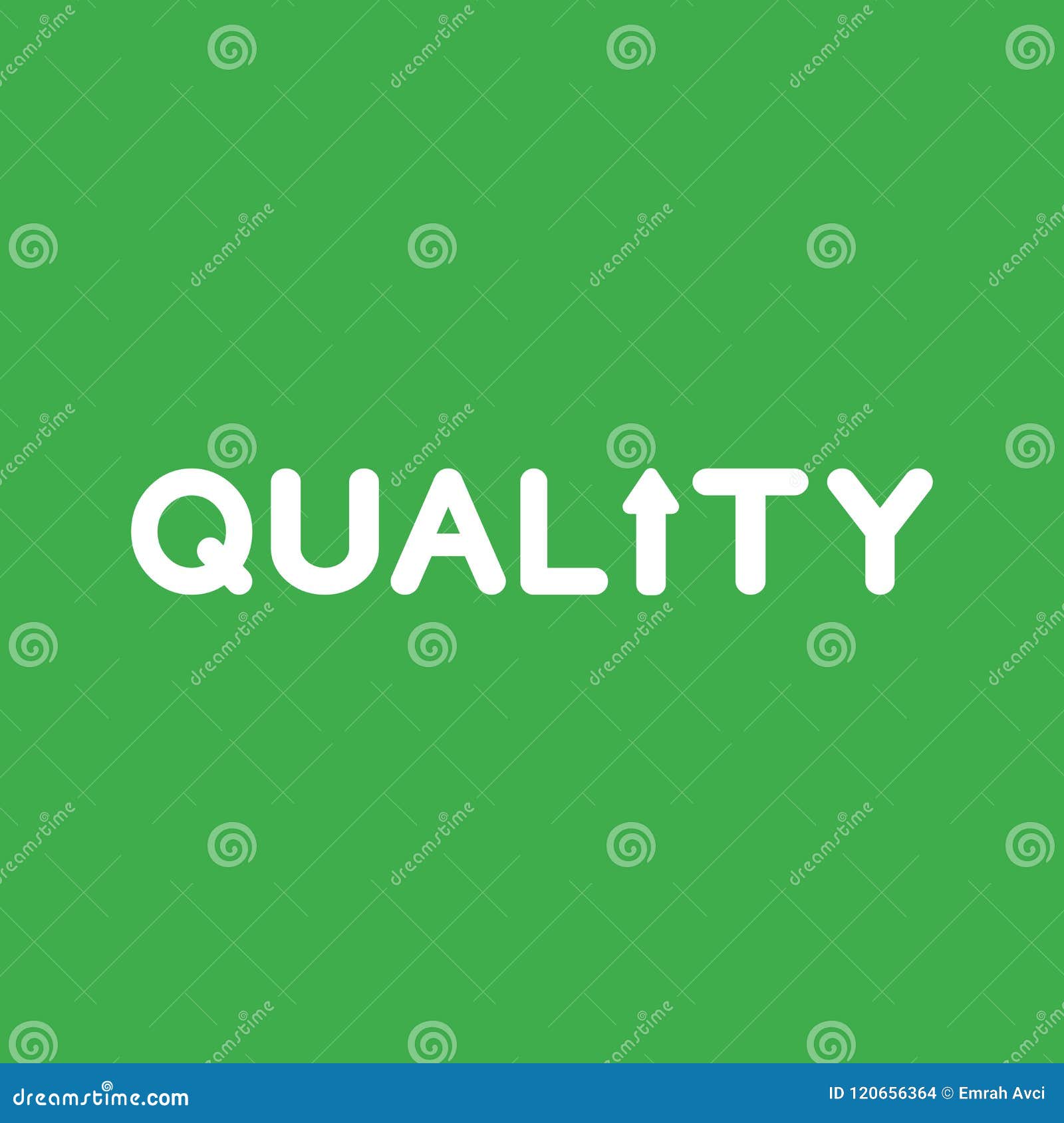Vector Icon Concept of Quality Word with Arrow Moving Up on Green ...