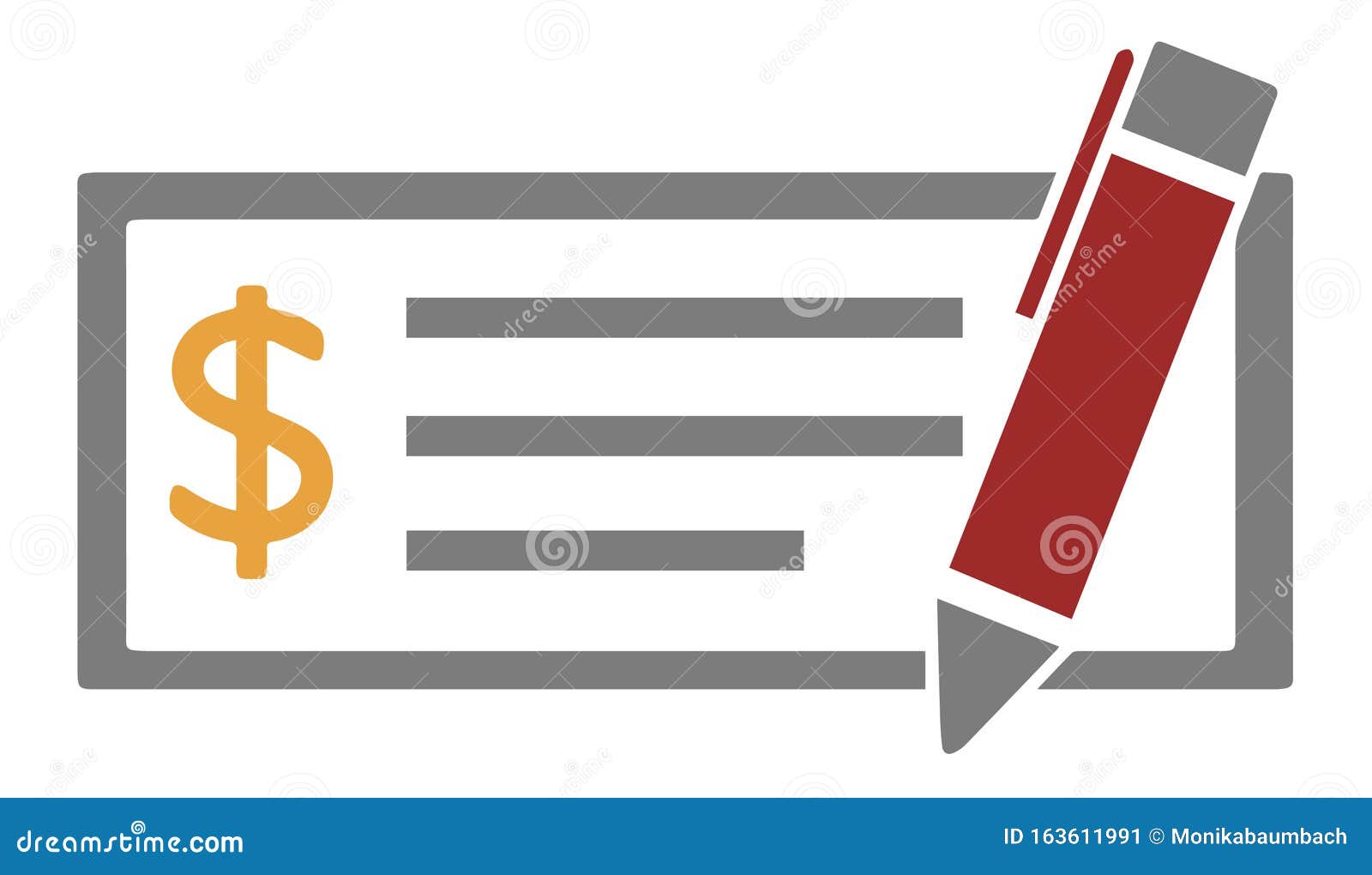 Flat Vector Icon of a Financial Check with Dollar Sign and Pen Stock ...