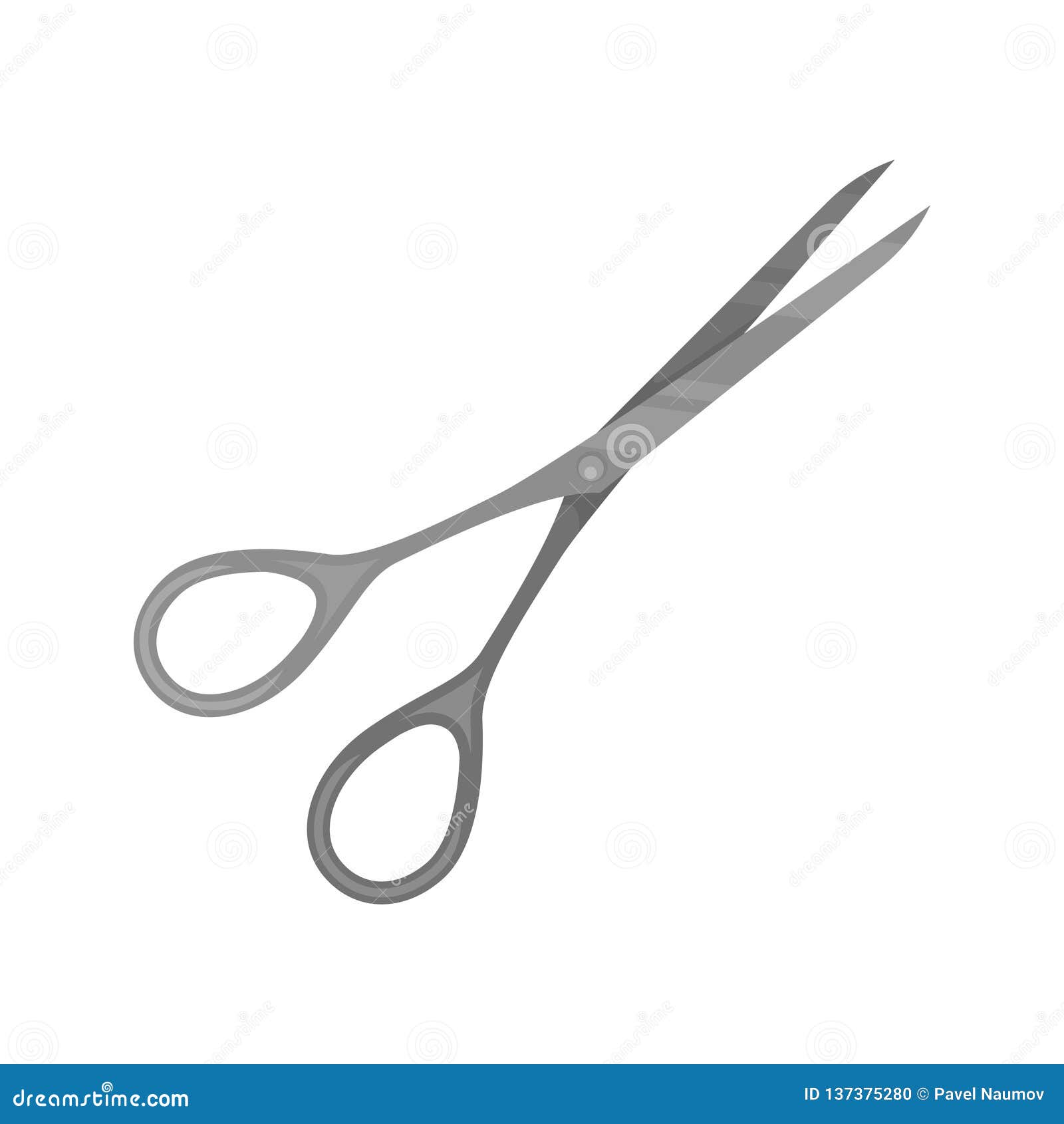 Flat Vector Icon of Operating Scissors. Surgical Instrument. Stainless ...
