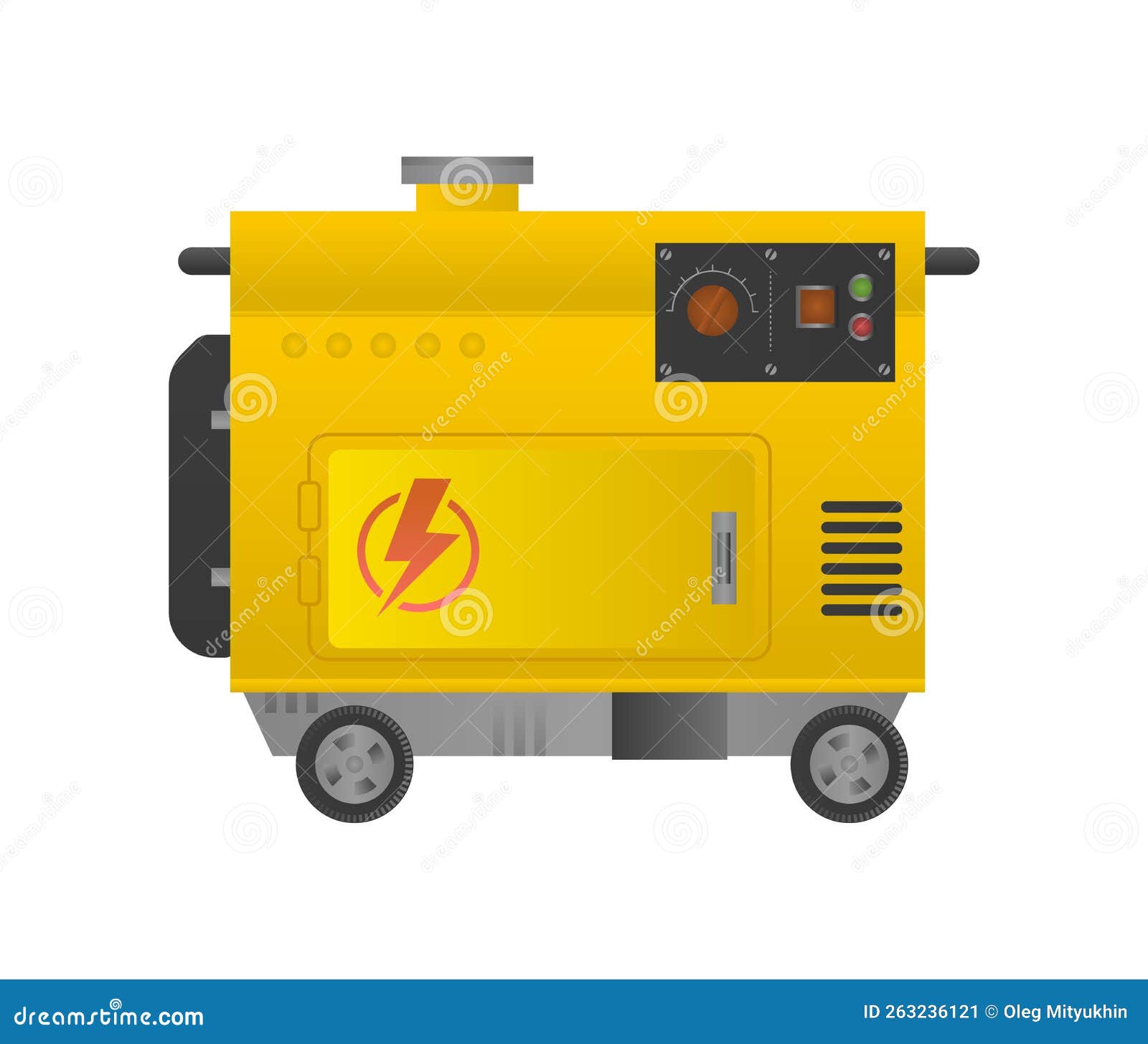 Flat Vector Icon of Portable Power Electric Generator Station. Camping ...