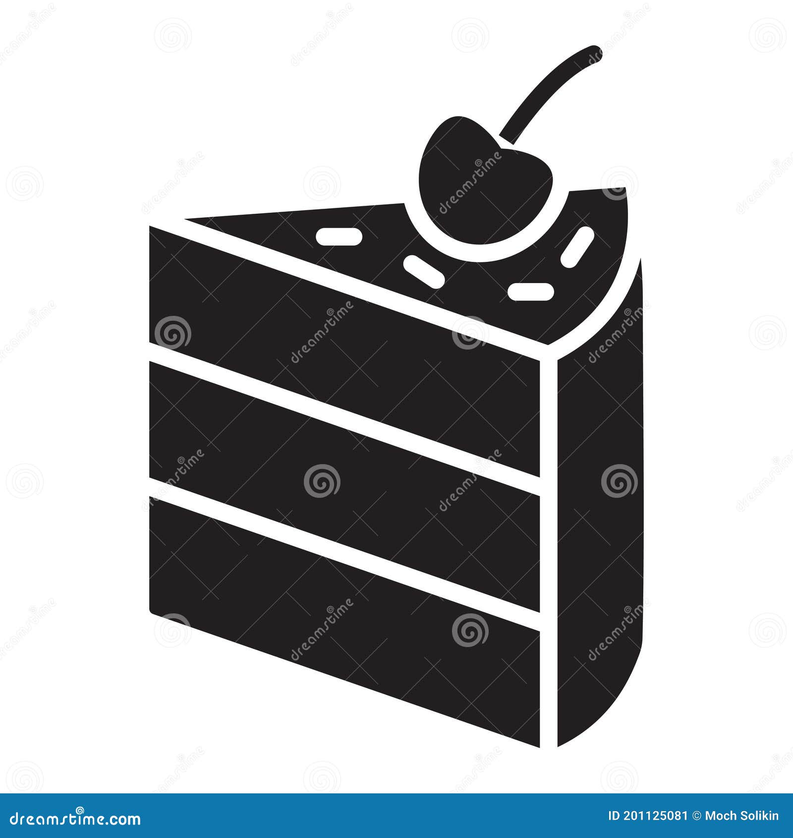 Flat Vector Icon Slice of Layer Cake with Cherry Fruits for Apps and ...