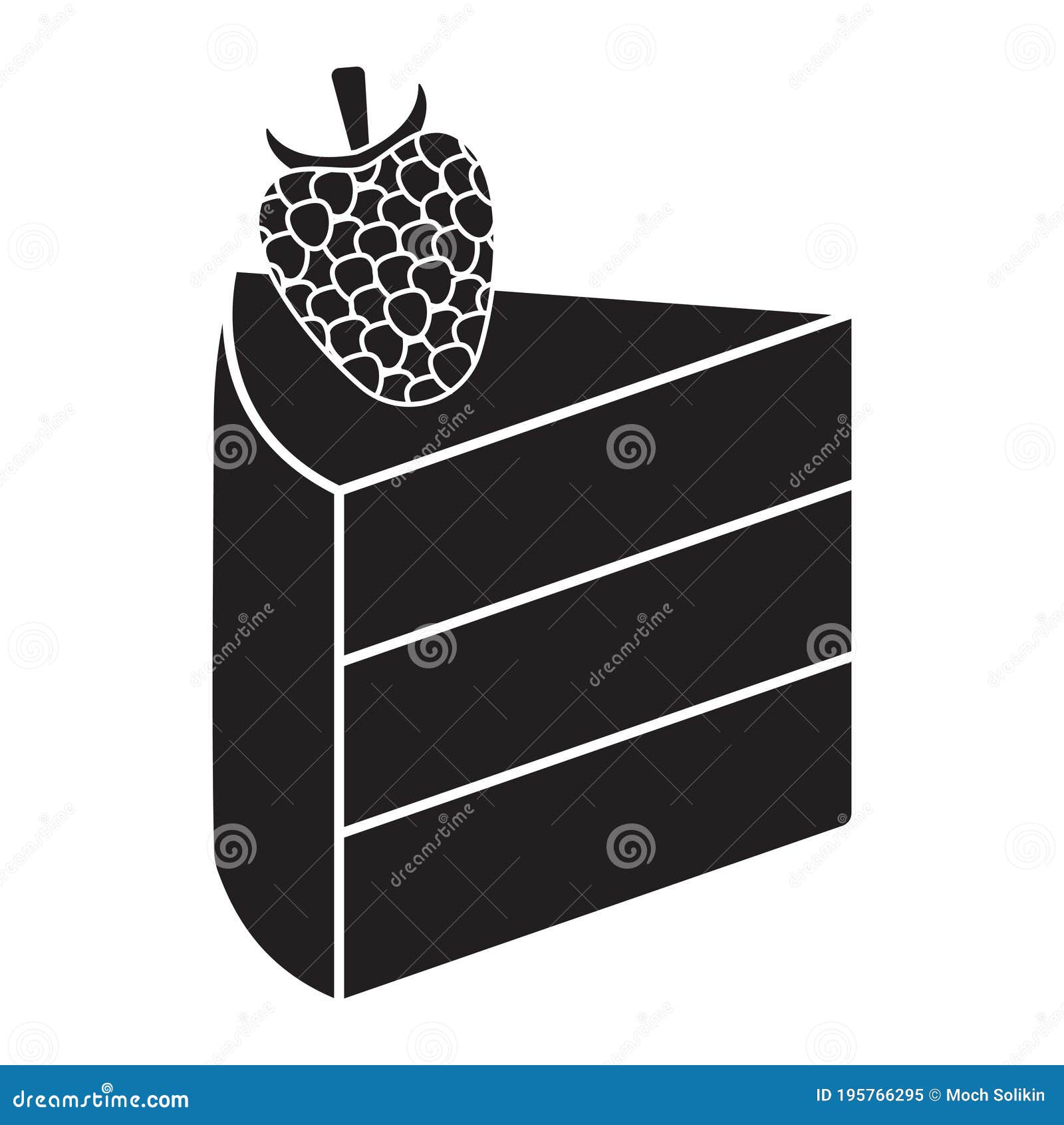 Flat Vector Icon Slice of Layer Cake with Raspberry Fruit for Apps and ...