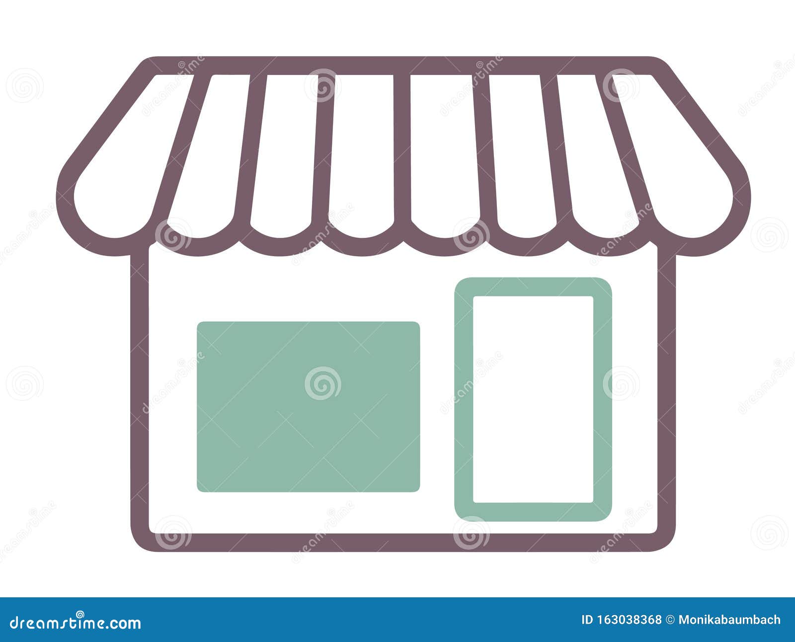 Flat Vector Icon of a Store Front with Shopping Window and Sun Shade ...