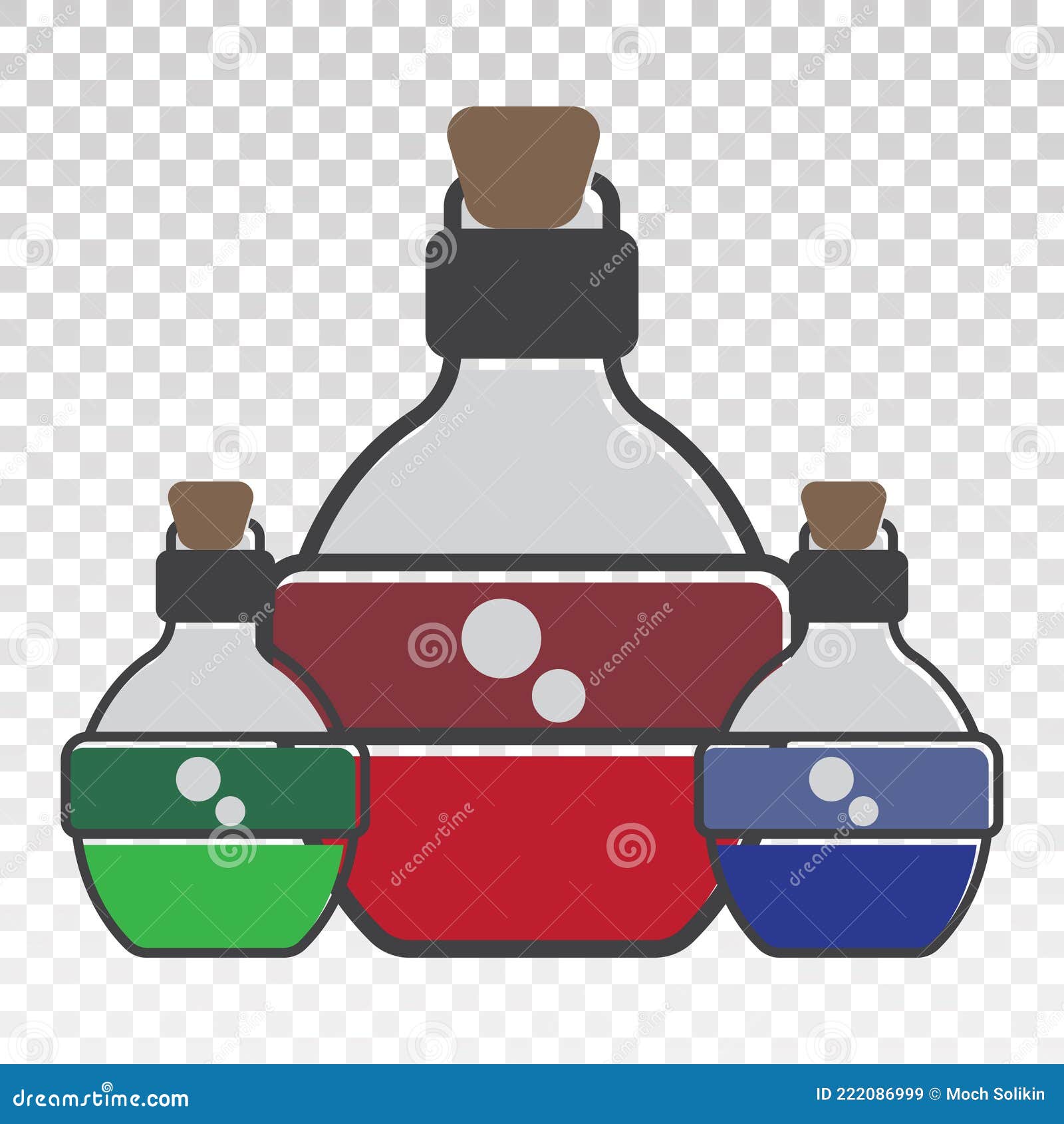 Healing And Mana Potions. Cartoon Magic Elixir Flask Isolated On White ...