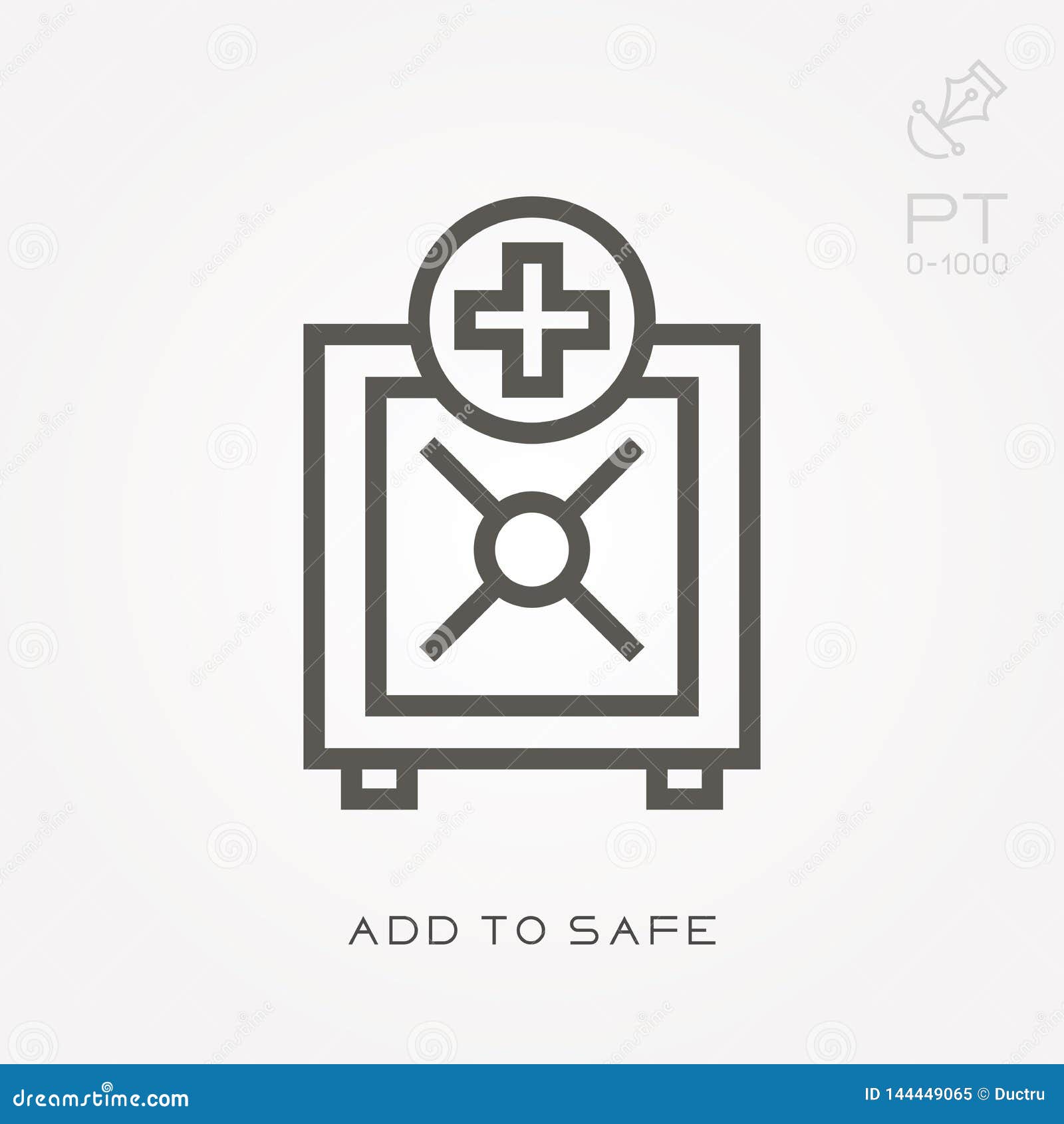 Flat Vector Icons with Add To Safe Stock Vector - Illustration of line ...