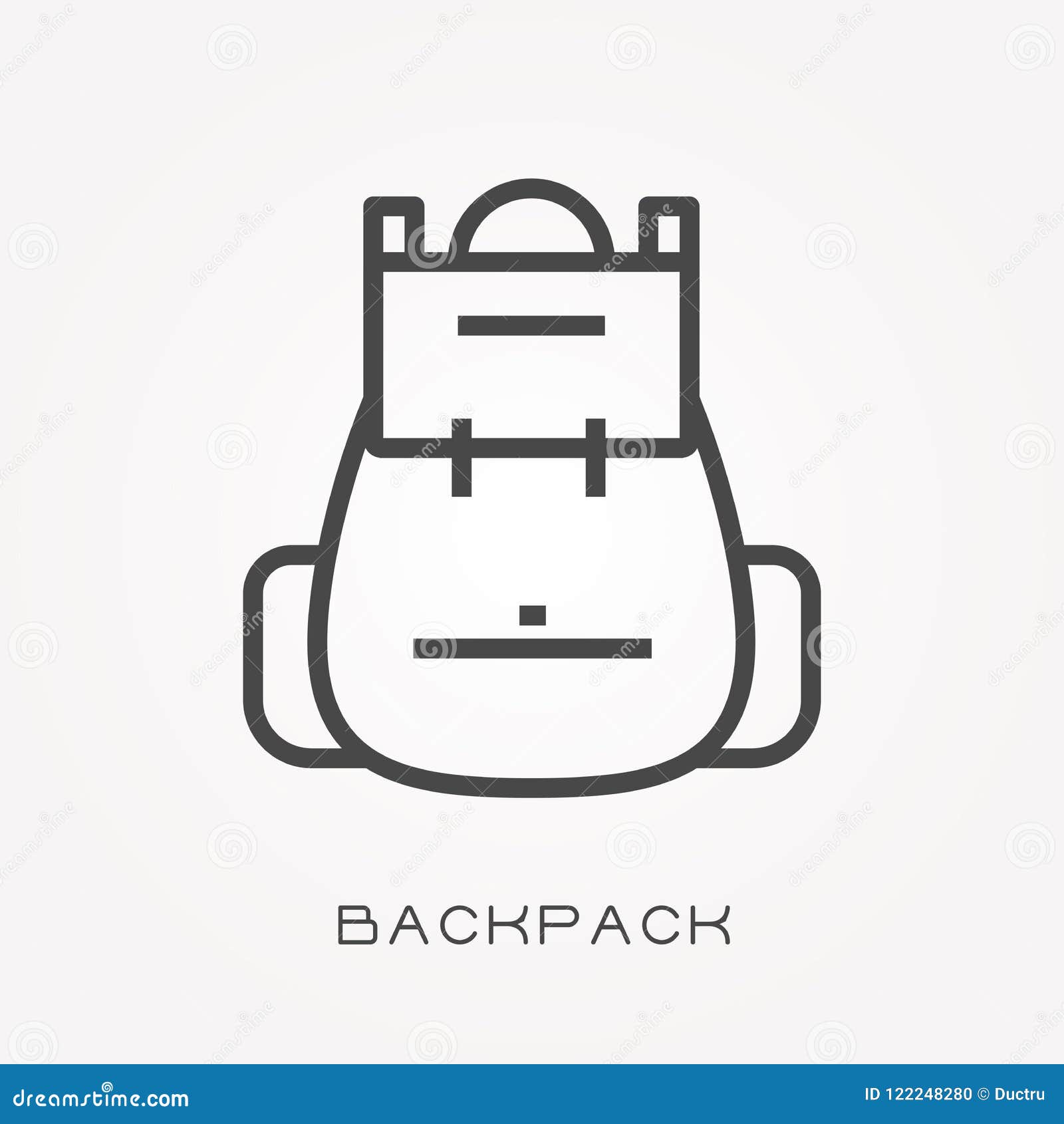 Flat Vector Icons with Backpack Stock Vector - Illustration of icons ...