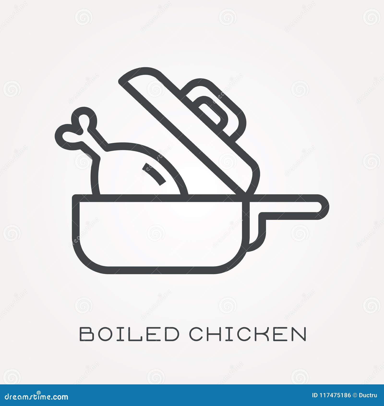 Flat Vector Icons with Boiled Chicken Stock Vector - Illustration of ...
