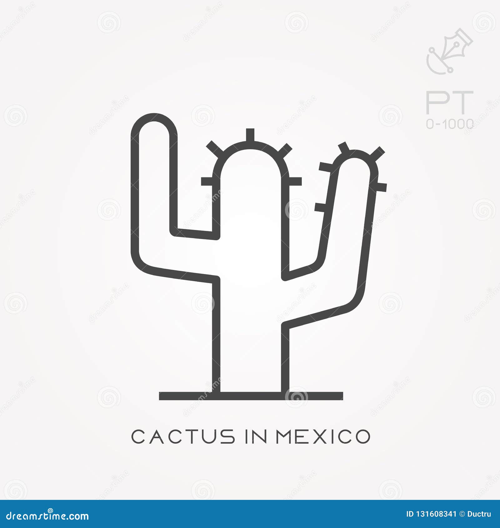Flat Vector Icons with Cactus in Mexico Stock Vector - Illustration of ...