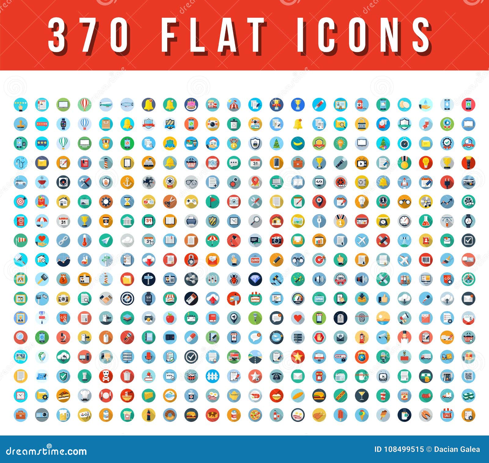 370 Flat Vector Icons stock vector. Illustration of home - 108499515