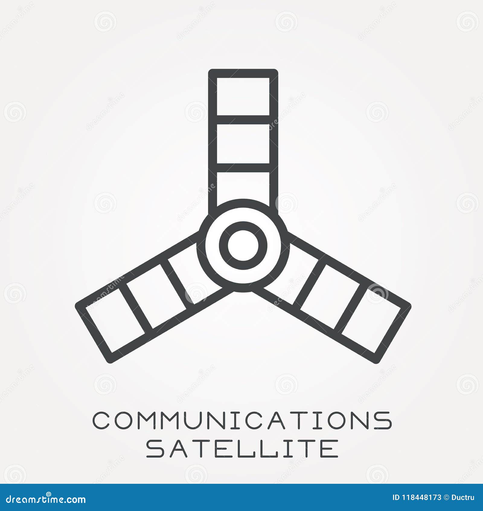 Flat Vector Icons with Communications Satellite Stock Vector ...
