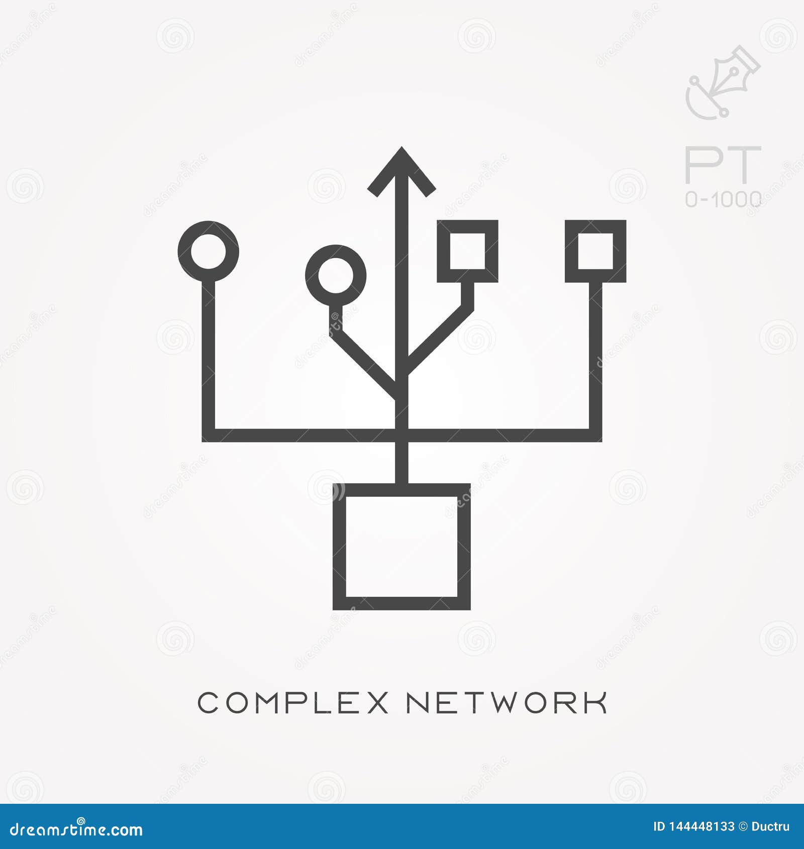 Flat Vector Icons with Complex Network Stock Vector - Illustration of ...