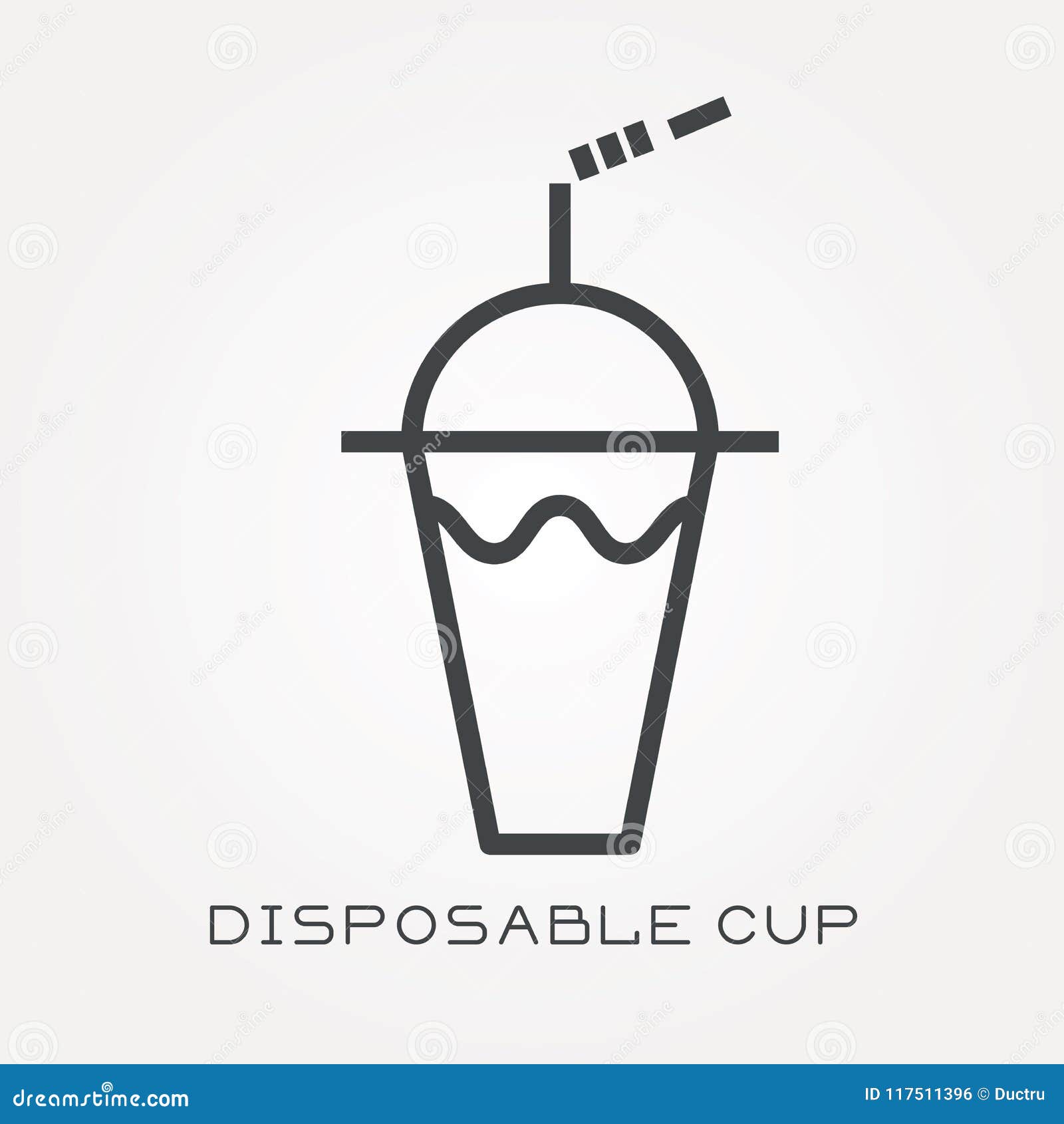 Flat Vector Icons with Disposable Cup Stock Vector - Illustration of ...