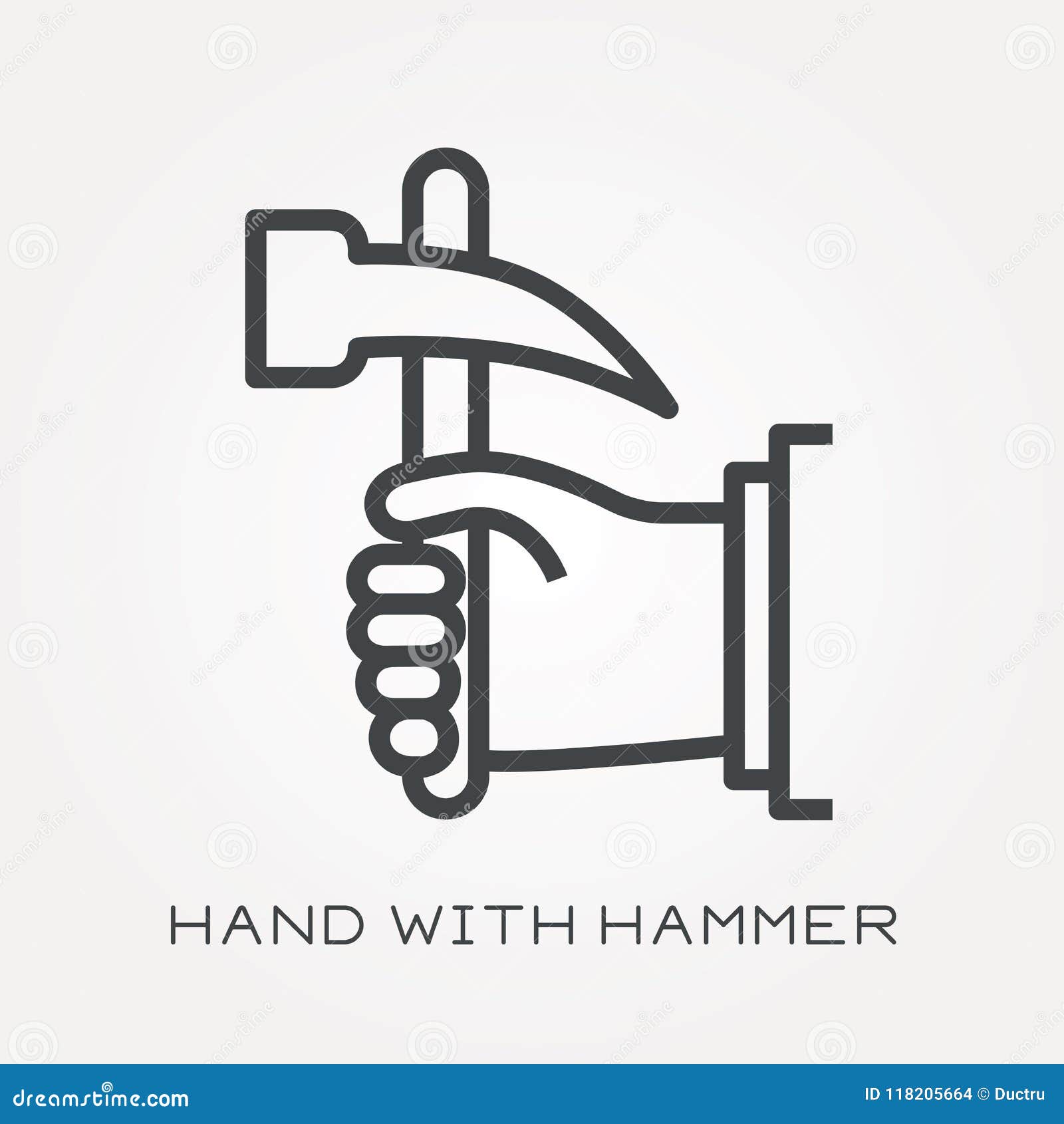 Flat Vector Icons with Hand with Hammer Stock Vector - Illustration of ...