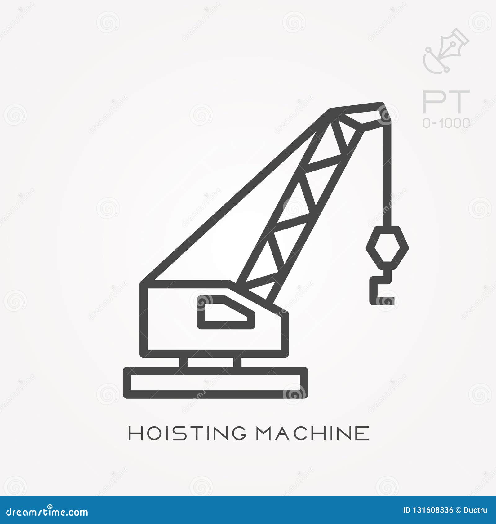 Flat Vector Icons with Hoisting Machine Stock Vector - Illustration of ...