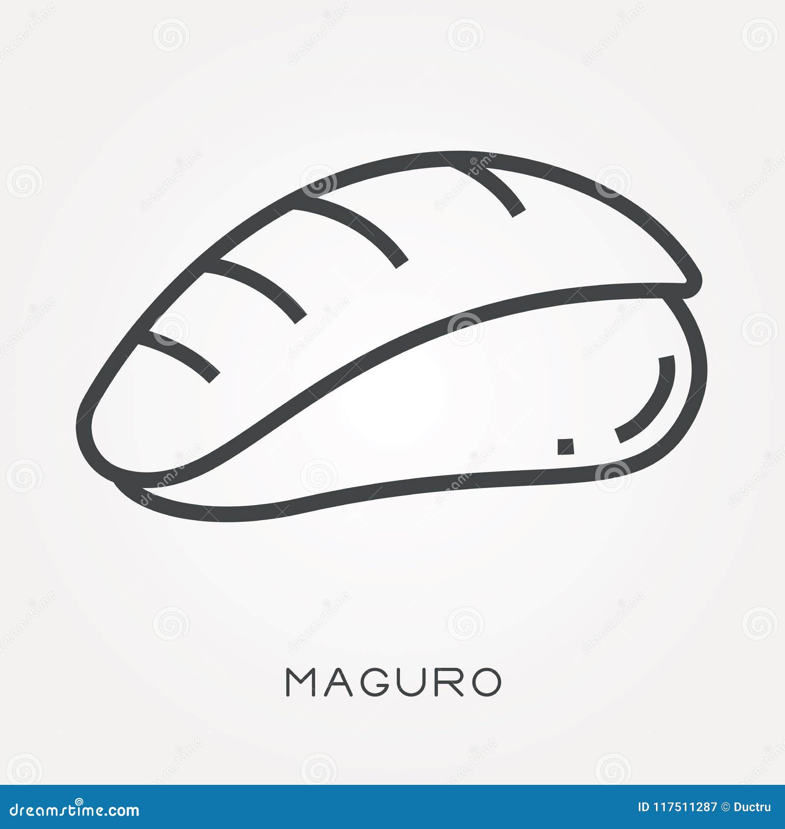 Flat Vector Icons with Maguro Stock Vector - Illustration of contour ...