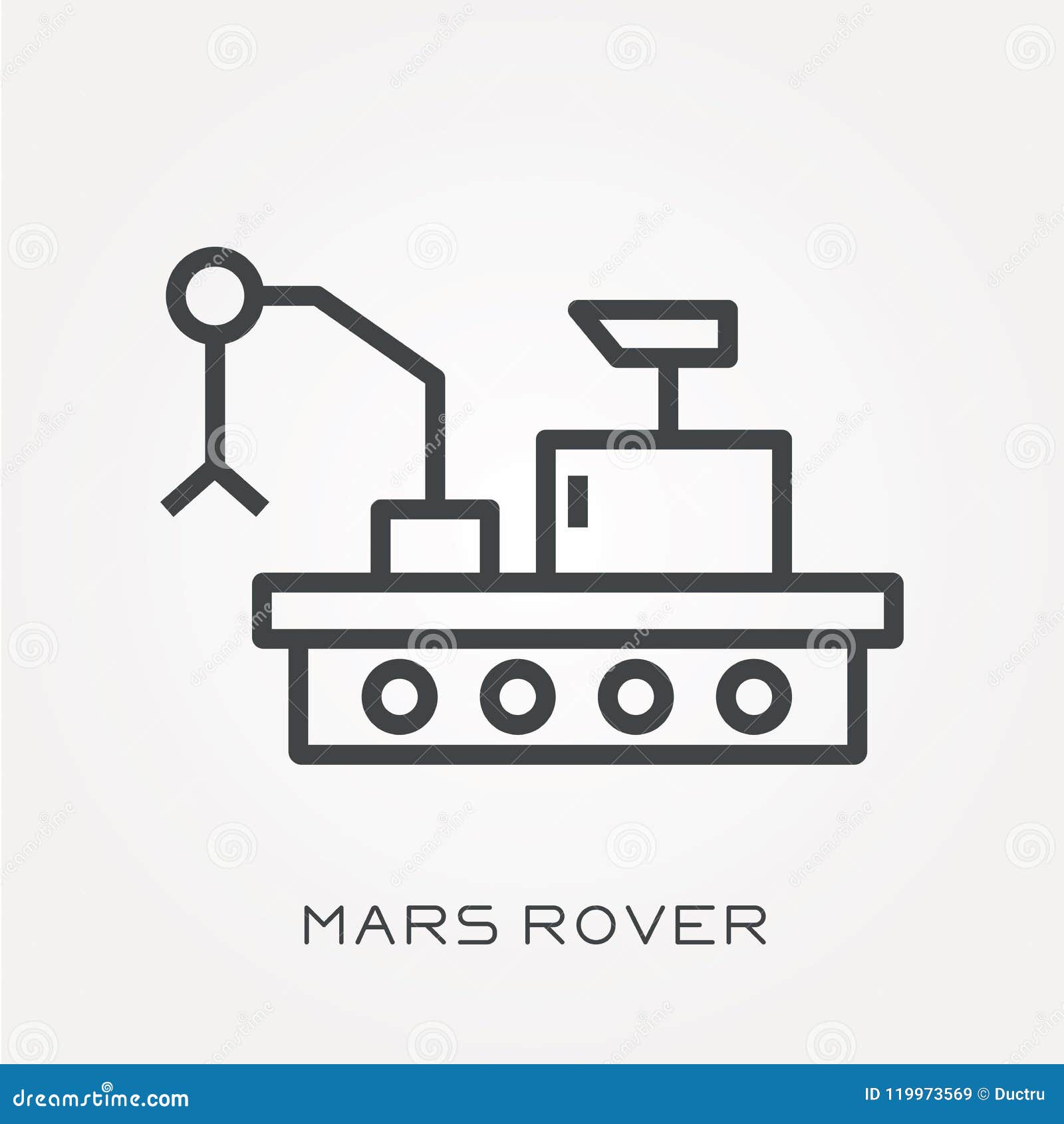 Flat Vector Icons with Mars Rover Stock Vector - Illustration of ...