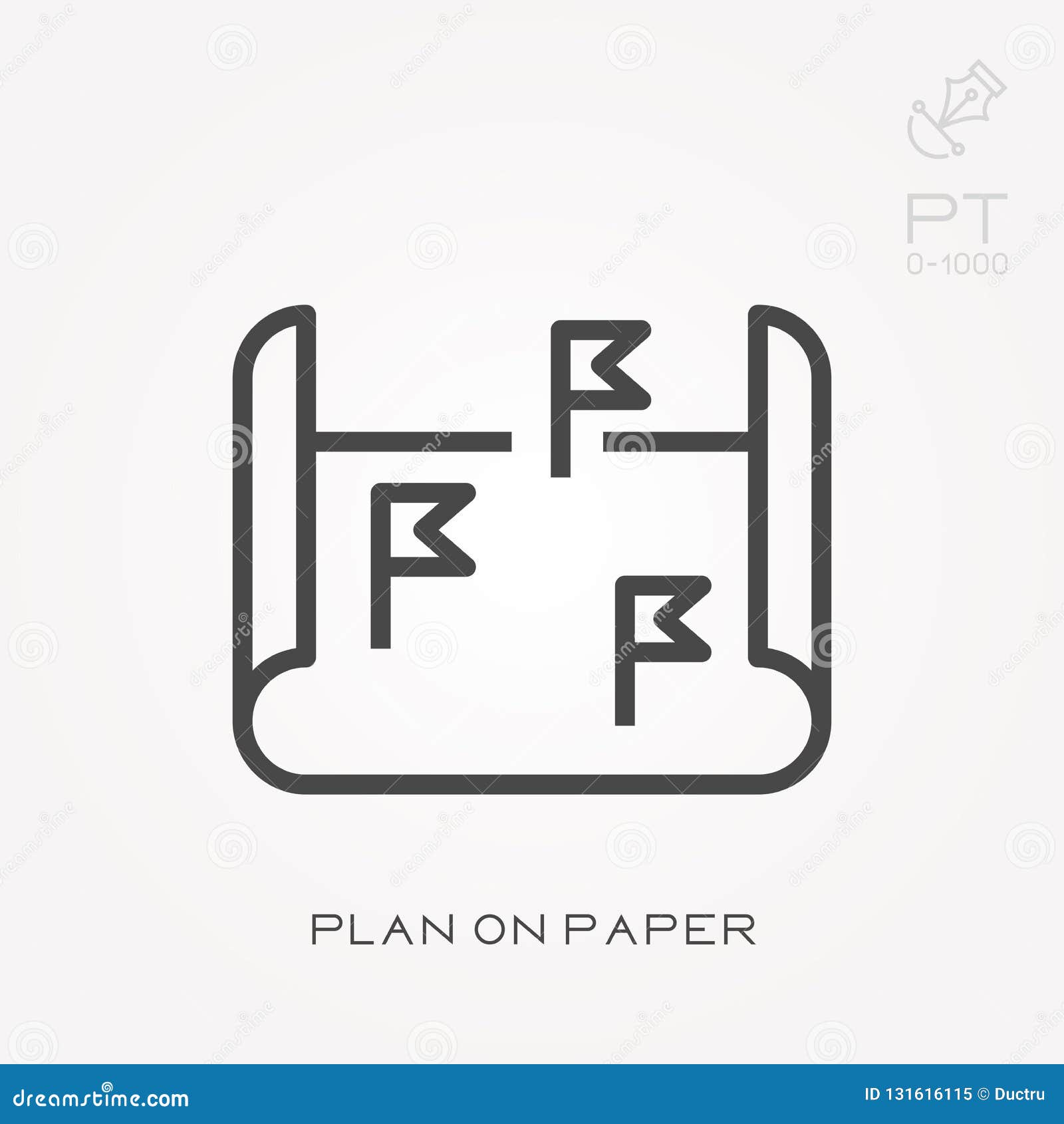 Flat Vector Icons with Plan on Paper Stock Vector - Illustration of ...