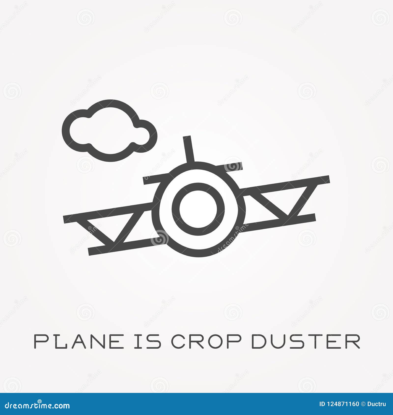 Flat Vector Icons with Plane is Crop Duster Stock Vector - Illustration ...