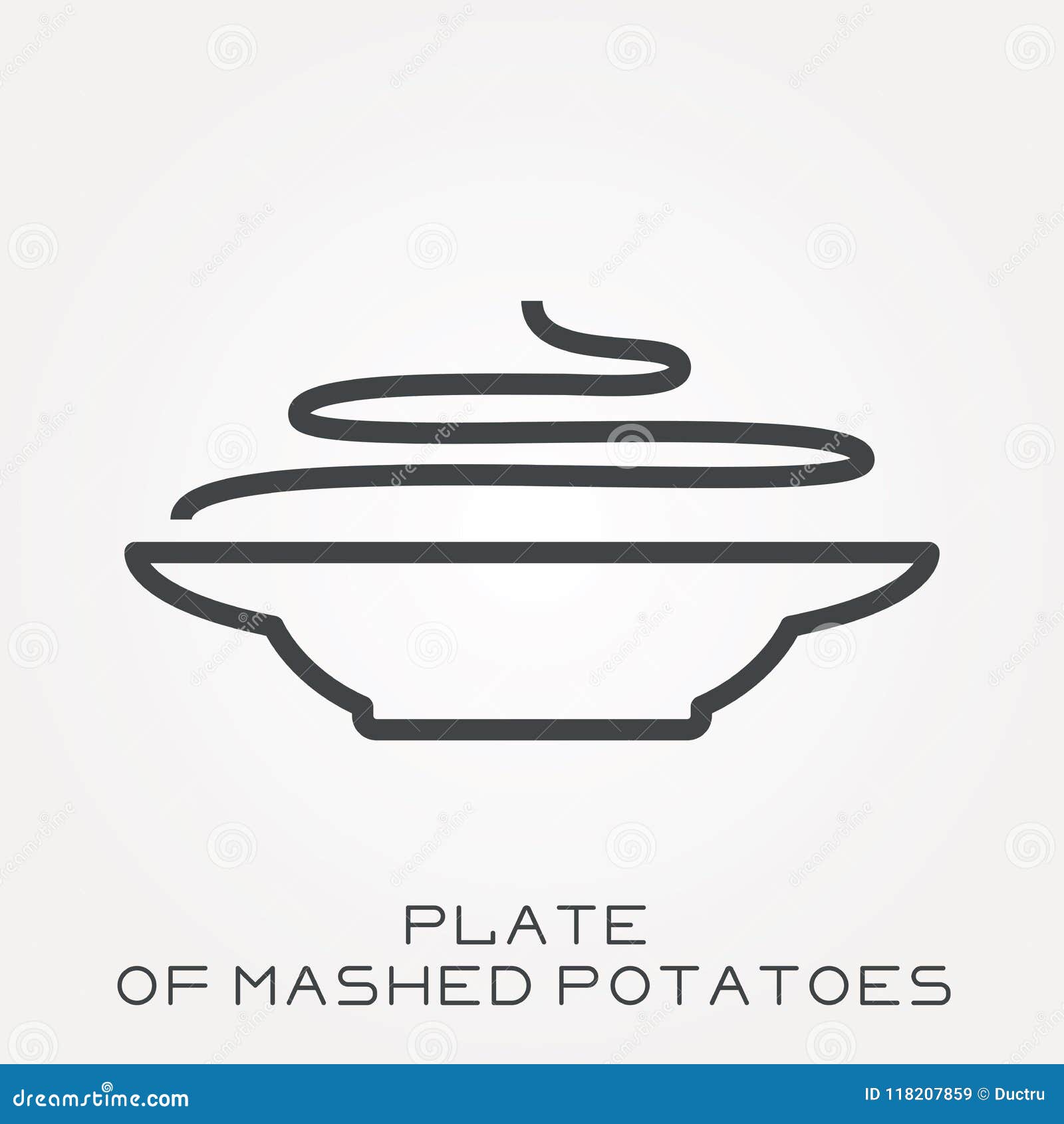 Flat Vector Icons with Plate of Mashed Potatoes Stock Vector ...