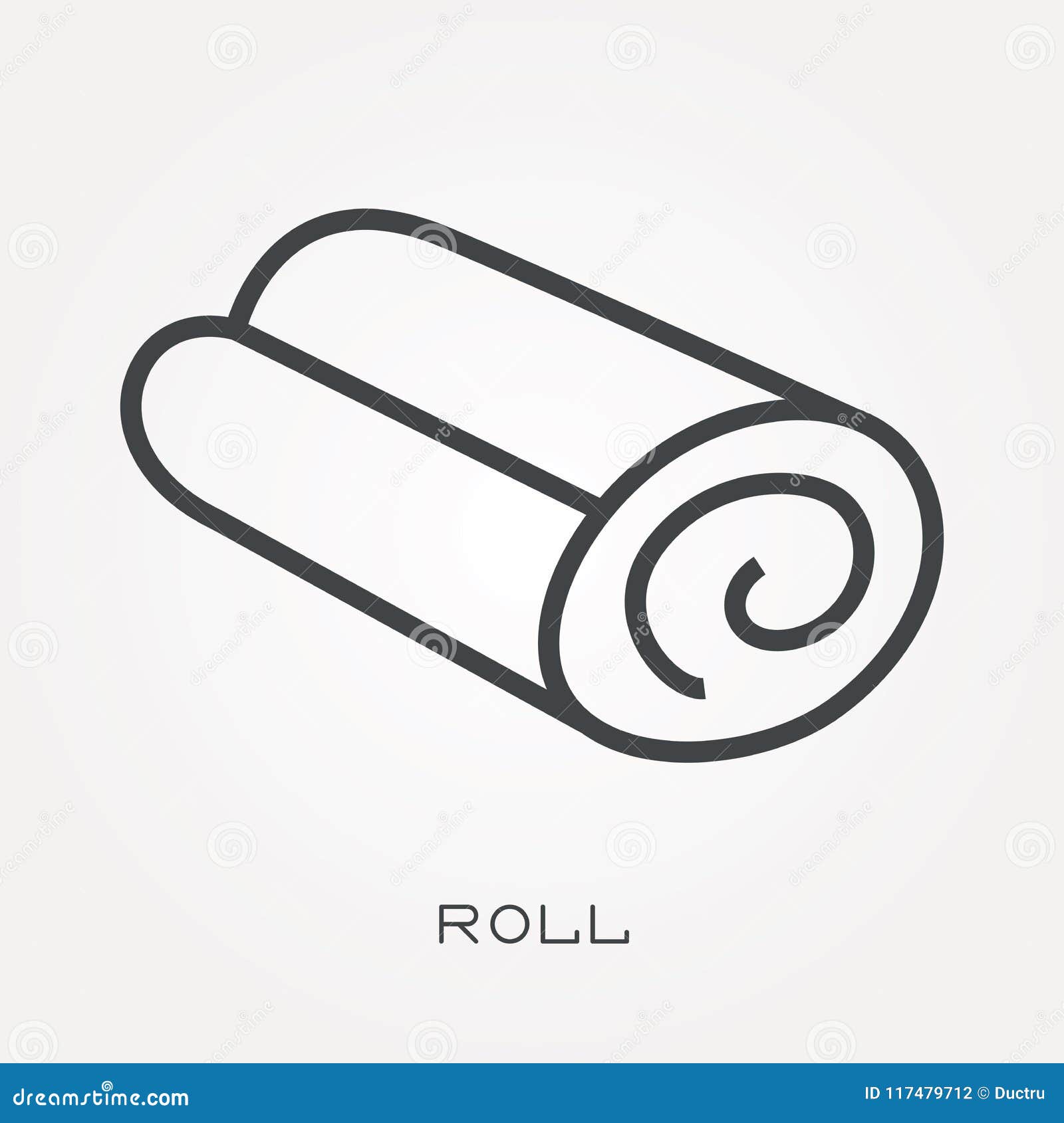 Flat Vector Icons with Roll Stock Vector - Illustration of dish ...