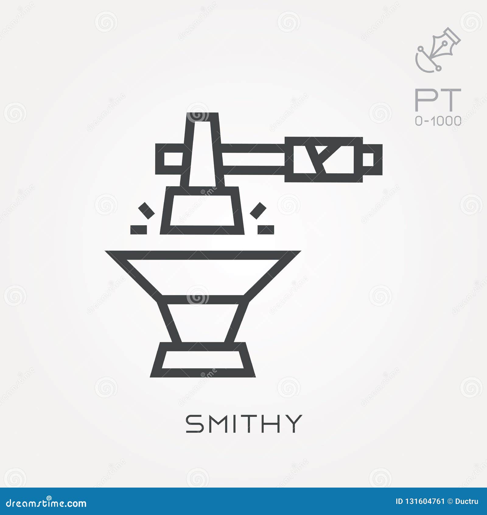 Flat Vector Icons with Smithy Stock Vector - Illustration of hammer ...