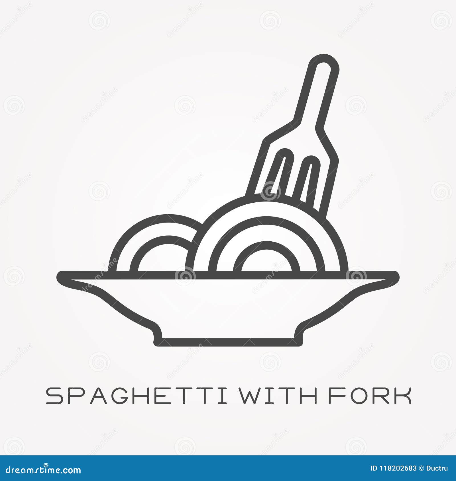 Flat Vector Icons with Spaghetti with Fork Stock Vector - Illustration ...