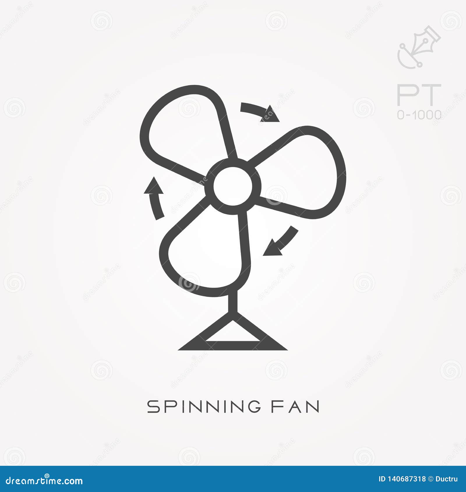 Flat Vector Icons with Spinning Fan Stock Vector - Illustration of ...