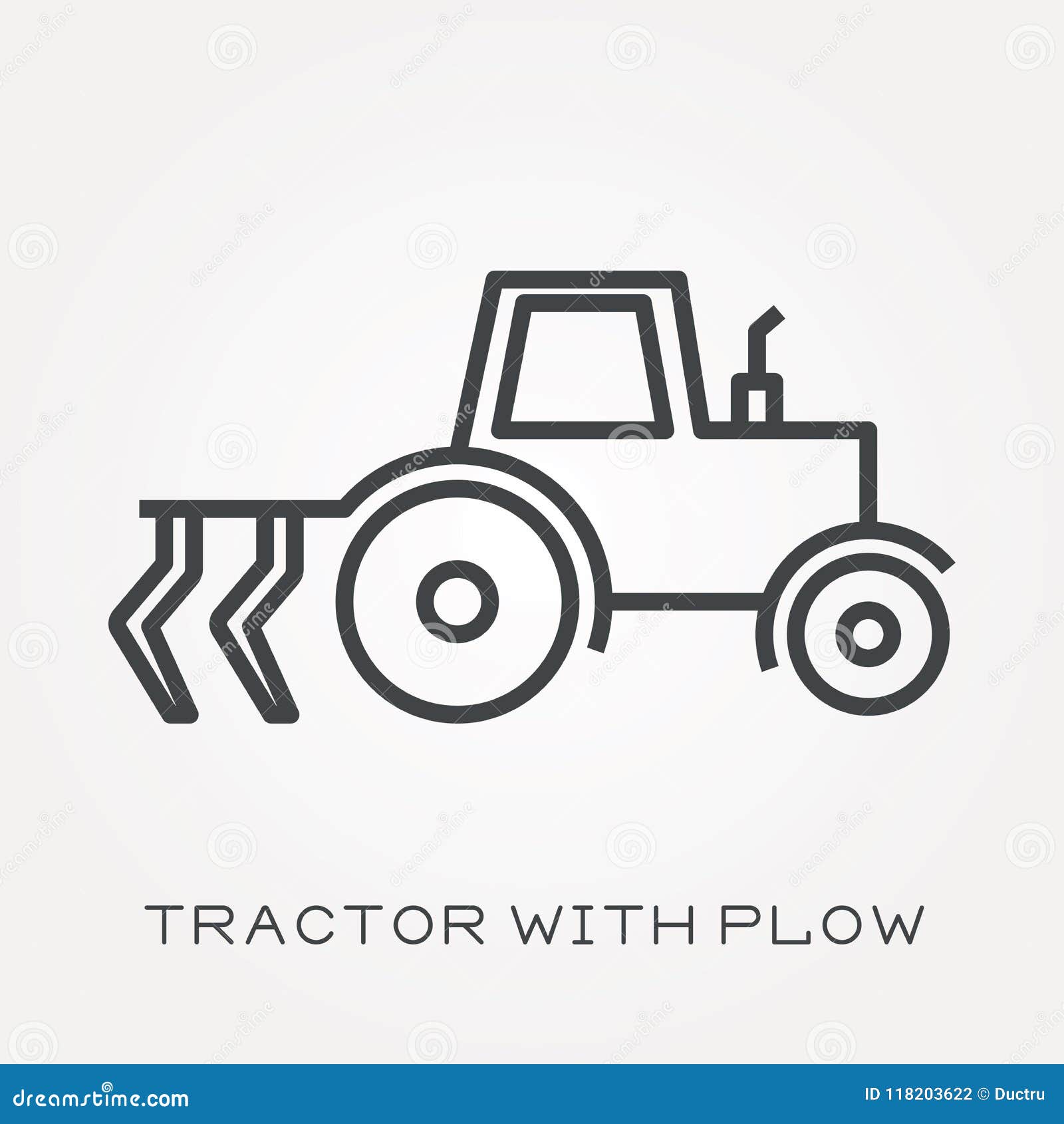 Flat Vector Icons with Tractor with Plow Stock Vector - Illustration of ...
