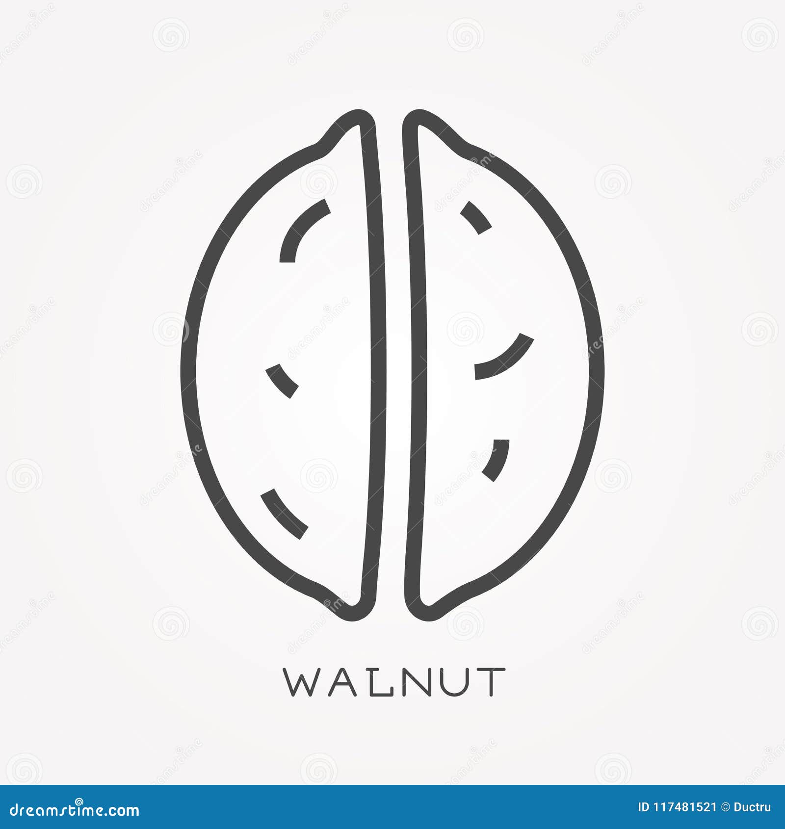 Flat Vector Icons with Walnut Stock Vector - Illustration of black ...