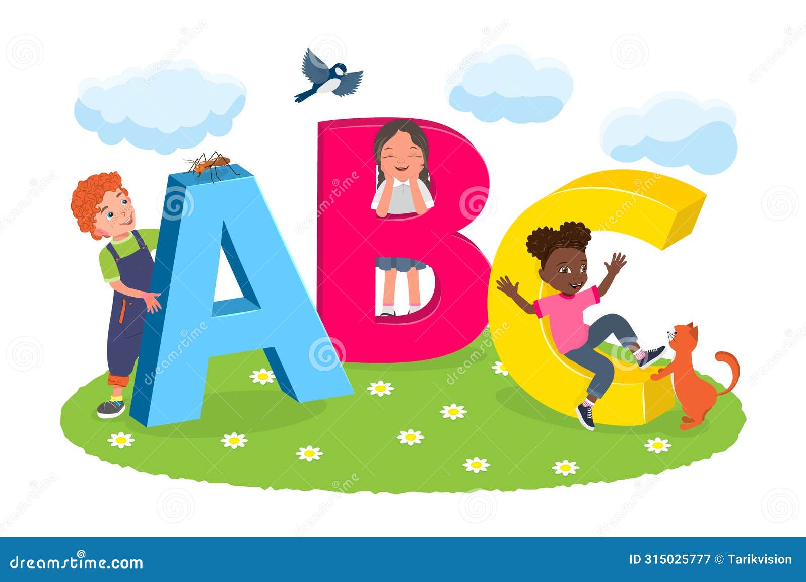 Flat Vector Illustration of ABC Stock Vector - Illustration of english ...