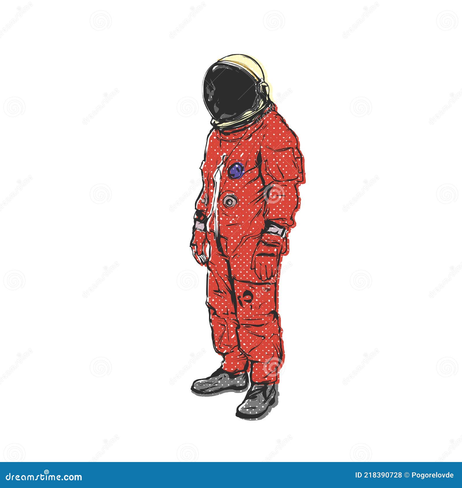 Astronaut Full Body, Flat Realistic Vector Drawing Stock Vector ...